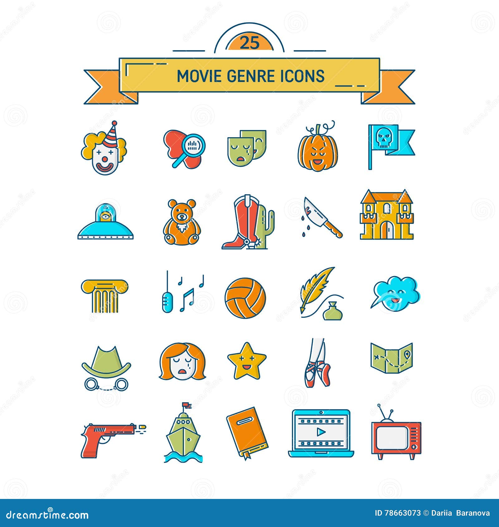 Ensemble D'icône De Genre De Film Illustration de Vecteur ...