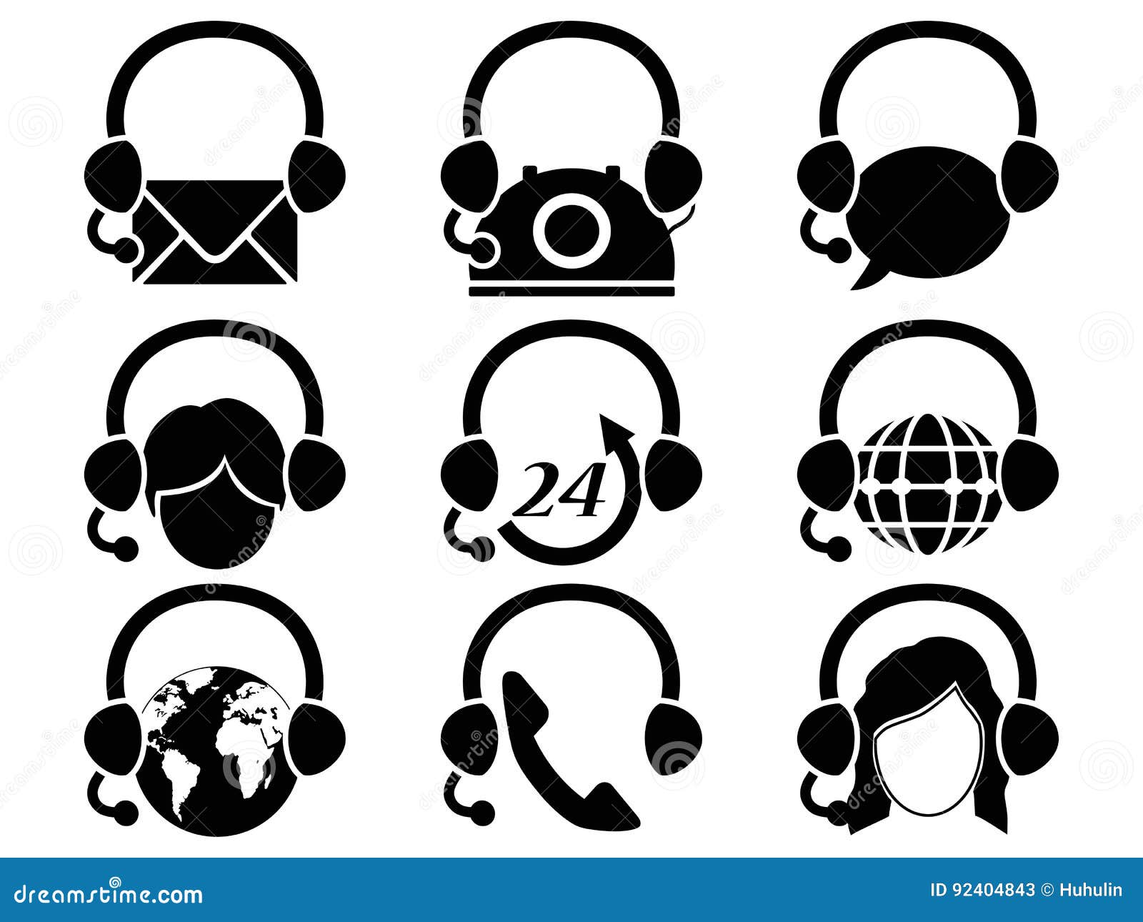 Ensemble D'icône De Ligne Directe De Casque Illustration de Vecteur ...