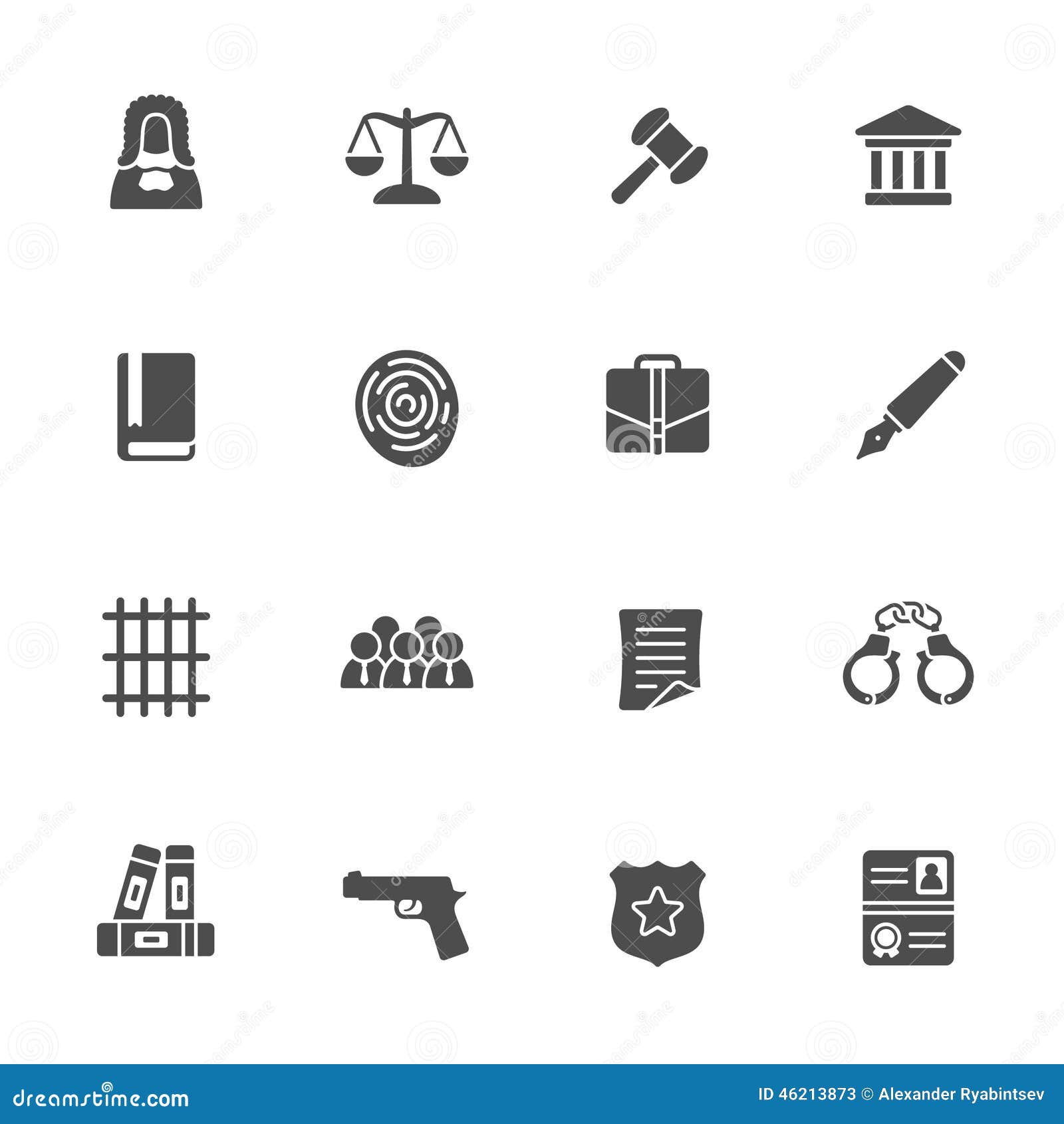 Ensemble d'icône de loi illustration de vecteur. Illustration du canon ...