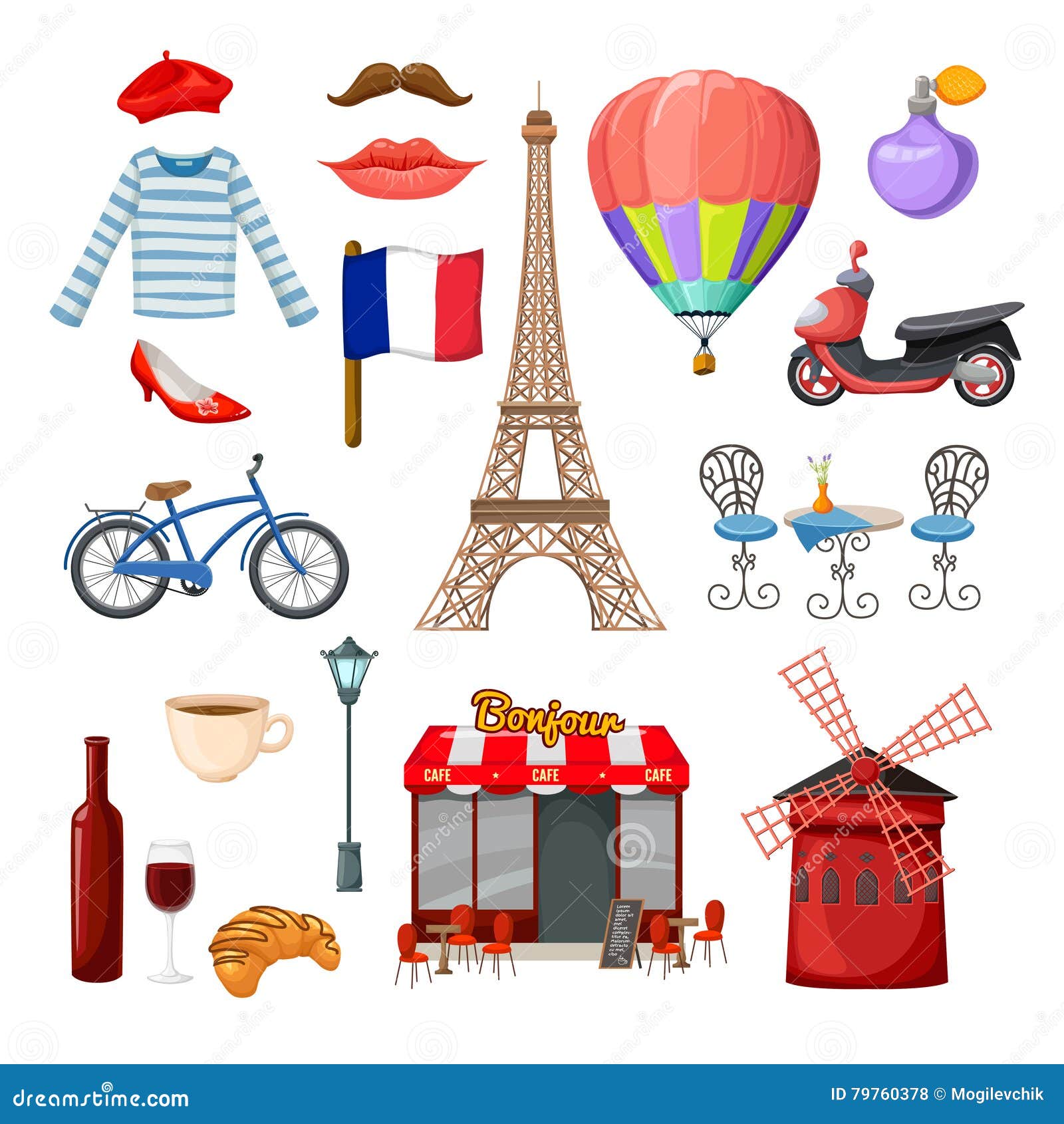 Ensemble d'icône de Paris illustration de vecteur. Illustration du ...