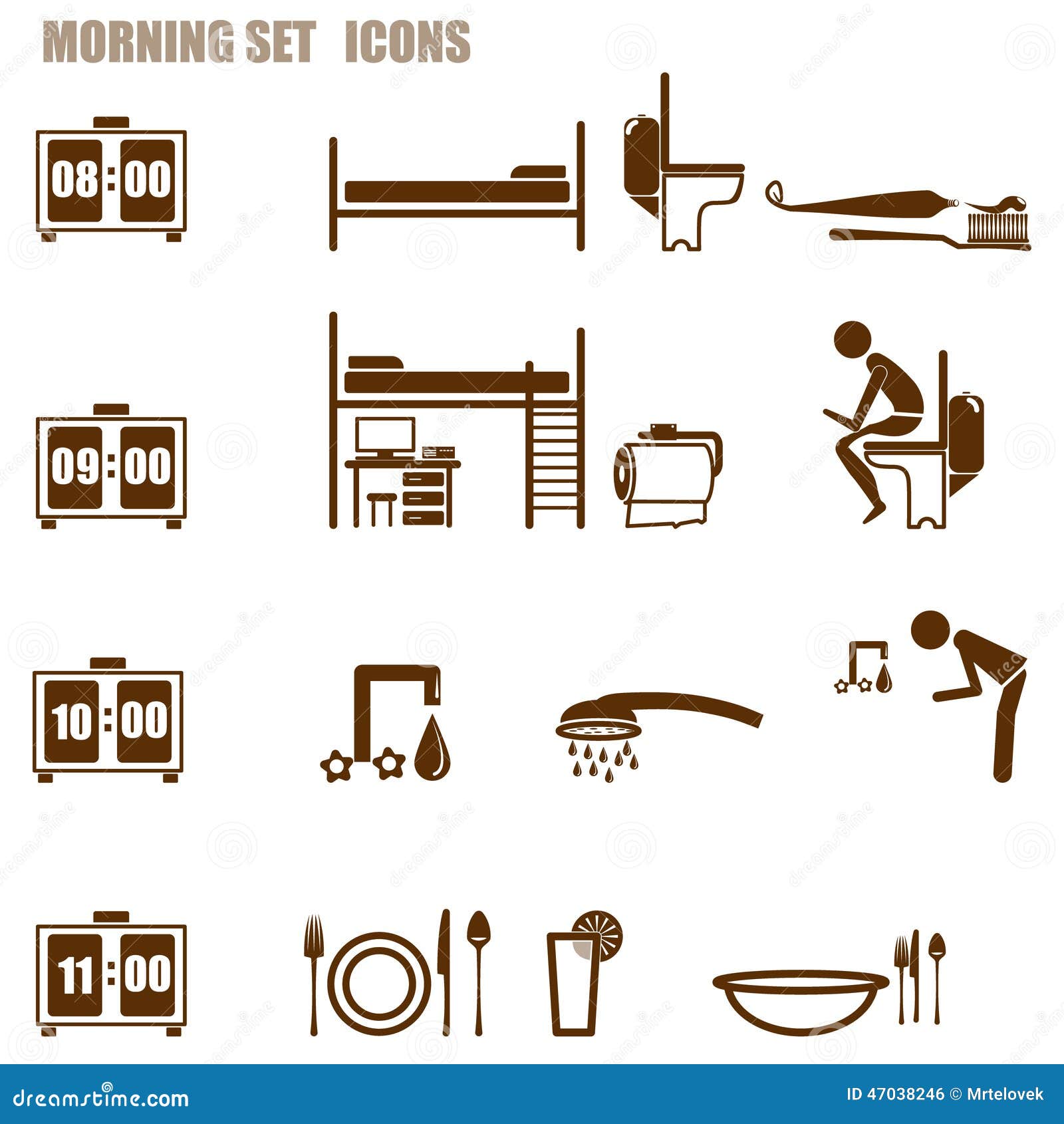 Ensemble D'icône De Personne De Matin Illustration Stock - Illustration ...