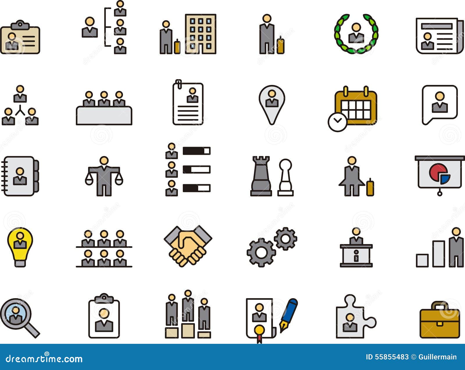 Ensemble D'icône De Ressources Humaines D'affaires Illustration de ...