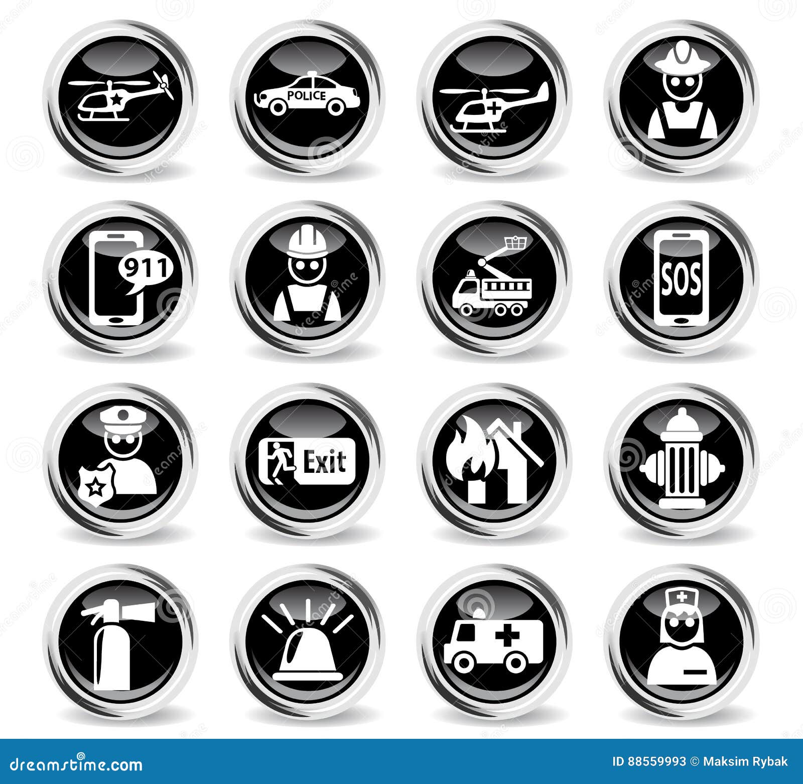 Ensemble D'icône De Secours Illustration Stock - Illustration du ...