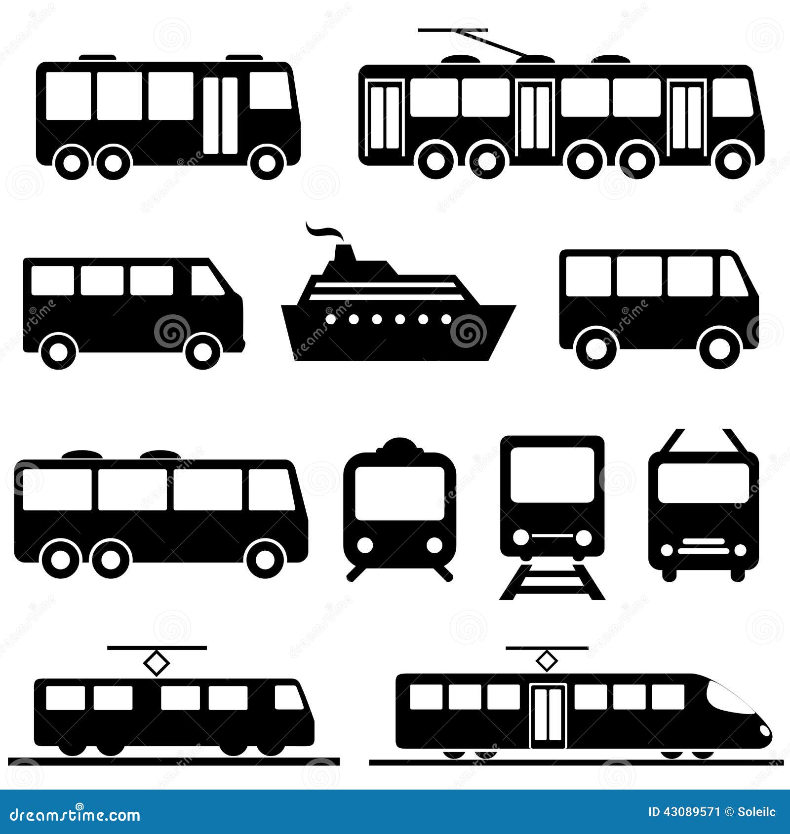Ensemble D'icône De Transport En Commun Illustration de Vecteur ...