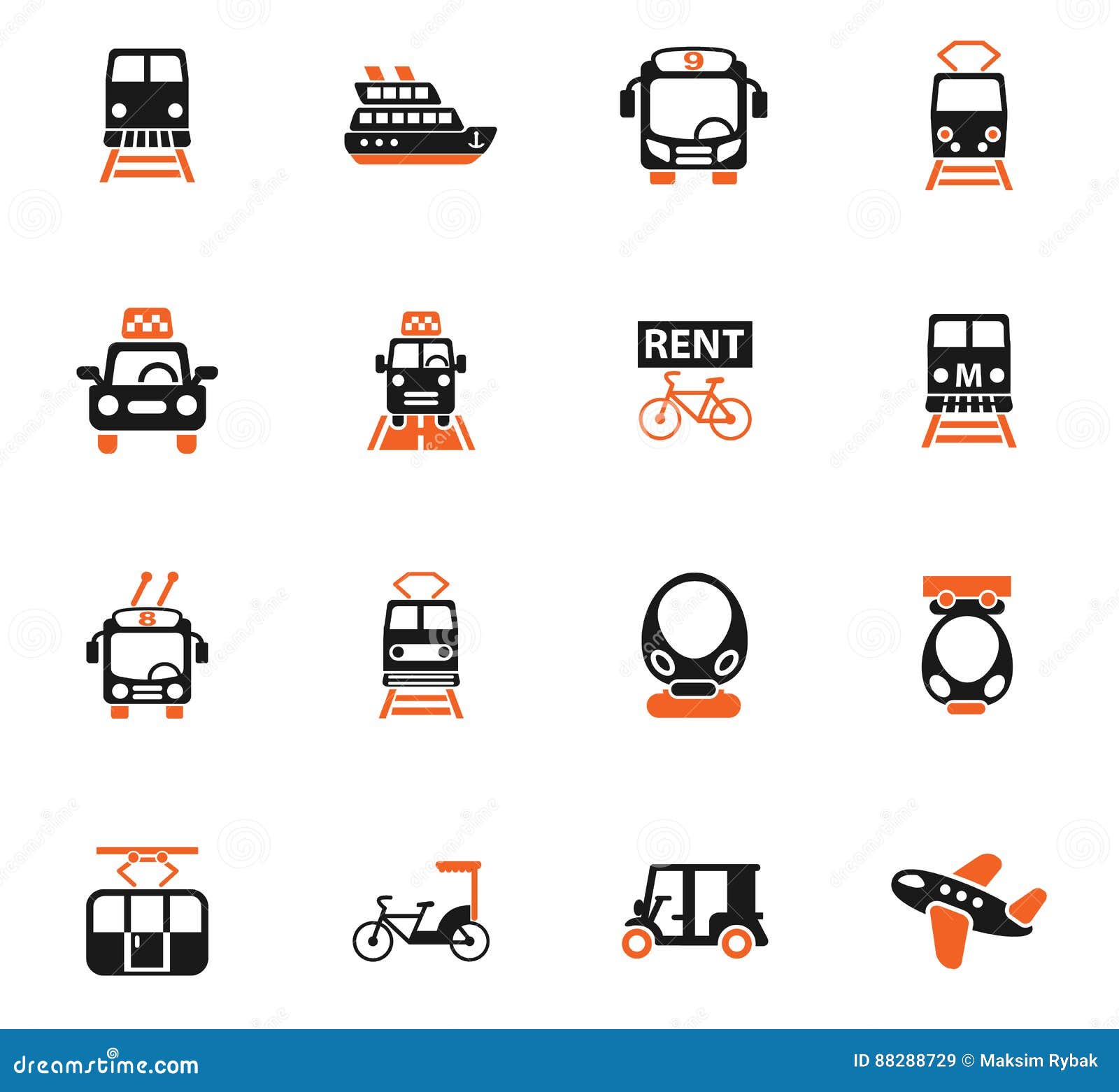 Ensemble D'icône De Transport En Commun Illustration Stock ...