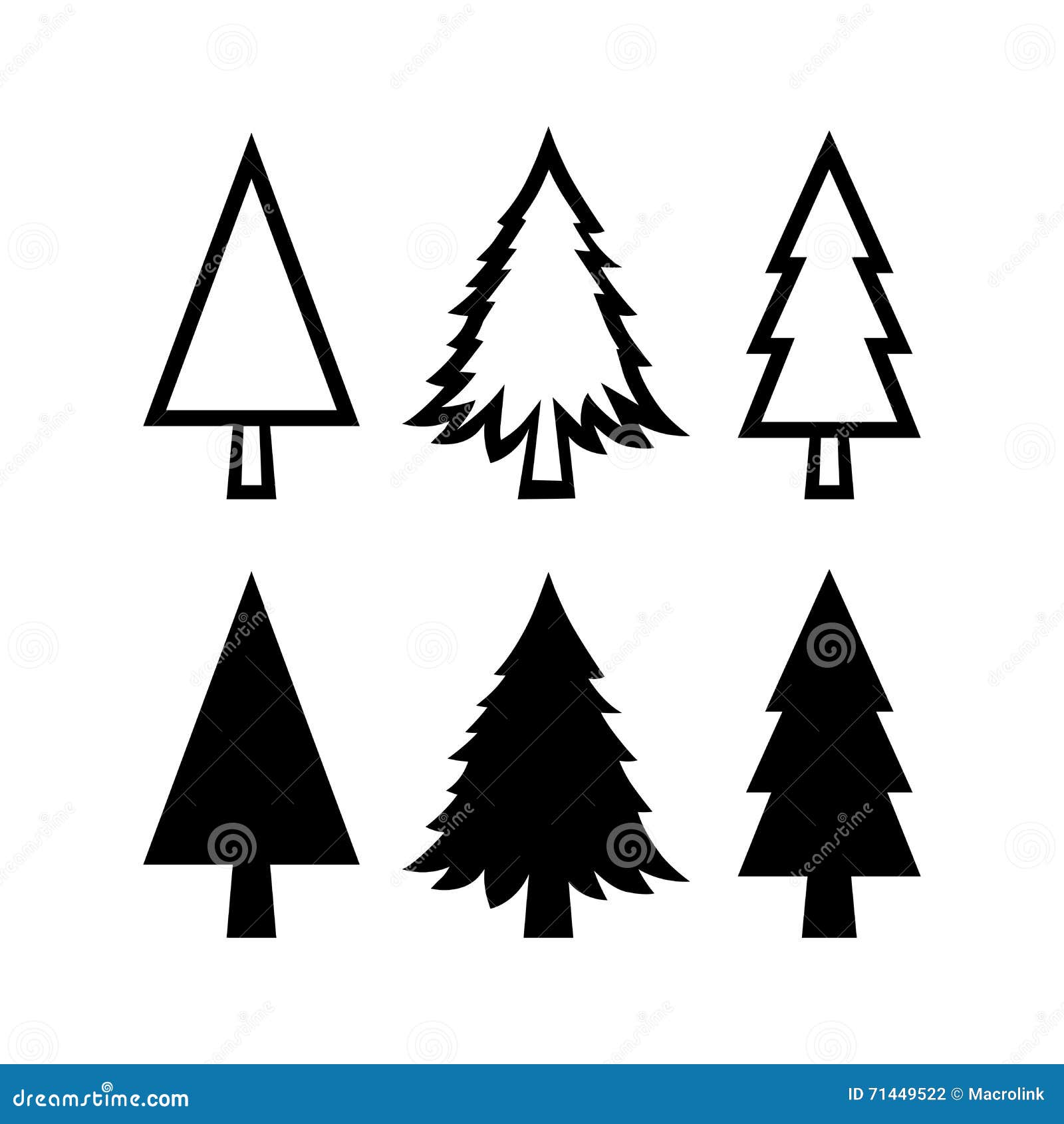 Ensemble D'icônes D'arbre De Sapin Illustration de Vecteur ...