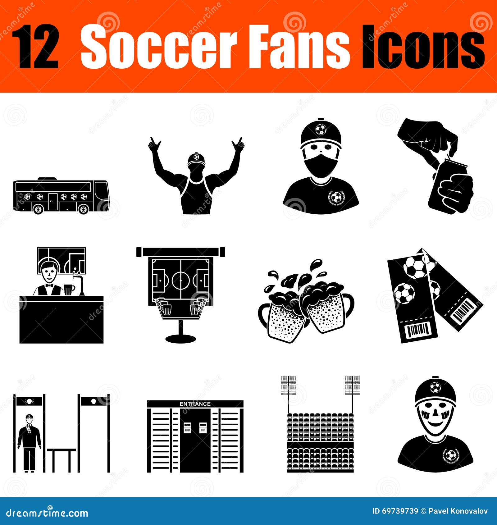 Ensemble D'icônes De Fans De Foot Illustration de Vecteur ...