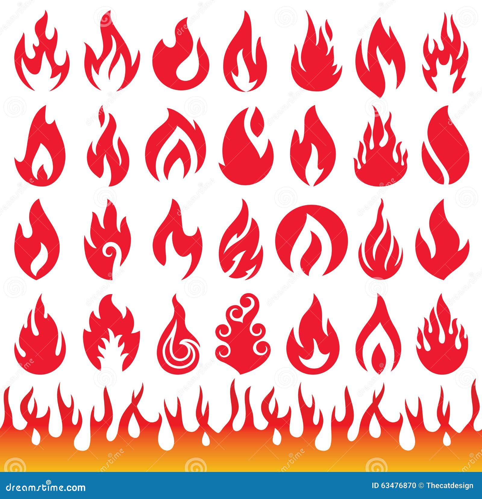 Ensemble D'icônes De Flamme Symboles De Feu Illustration de Vecteur ...