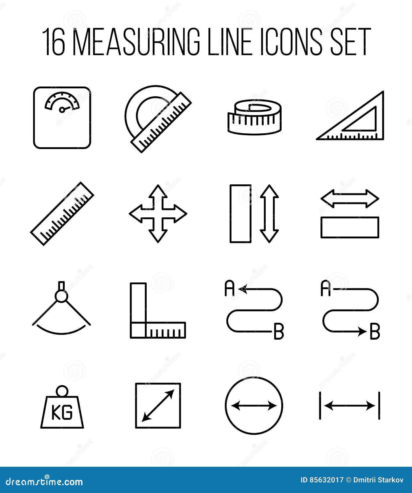 Ensemble D'icônes De Mesure Dans La Ligne Style Mince Moderne ...