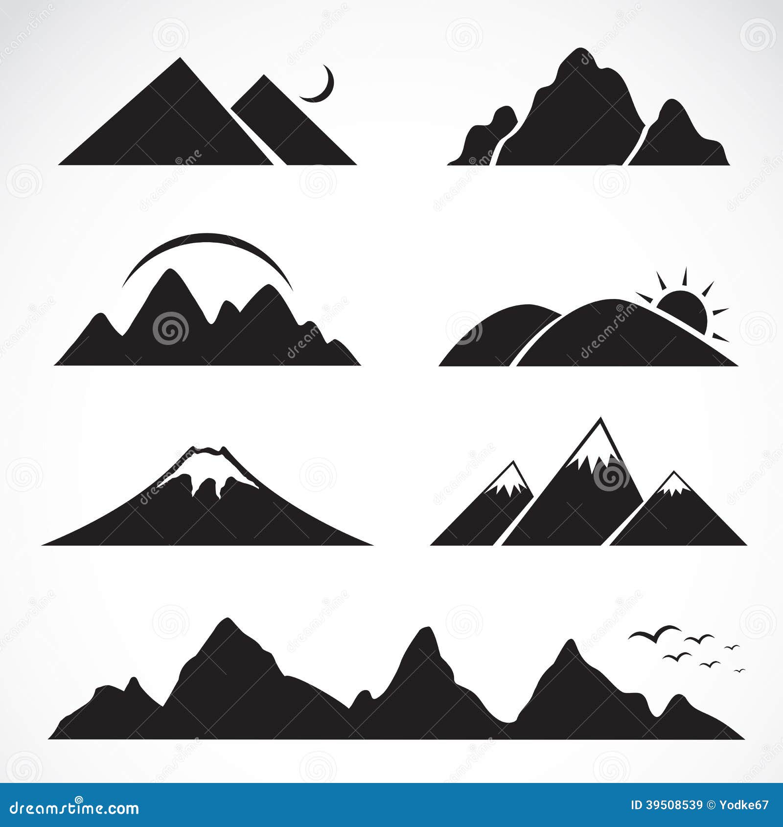 Ensemble D'icônes De Montagne Illustration de Vecteur - Illustration du ...
