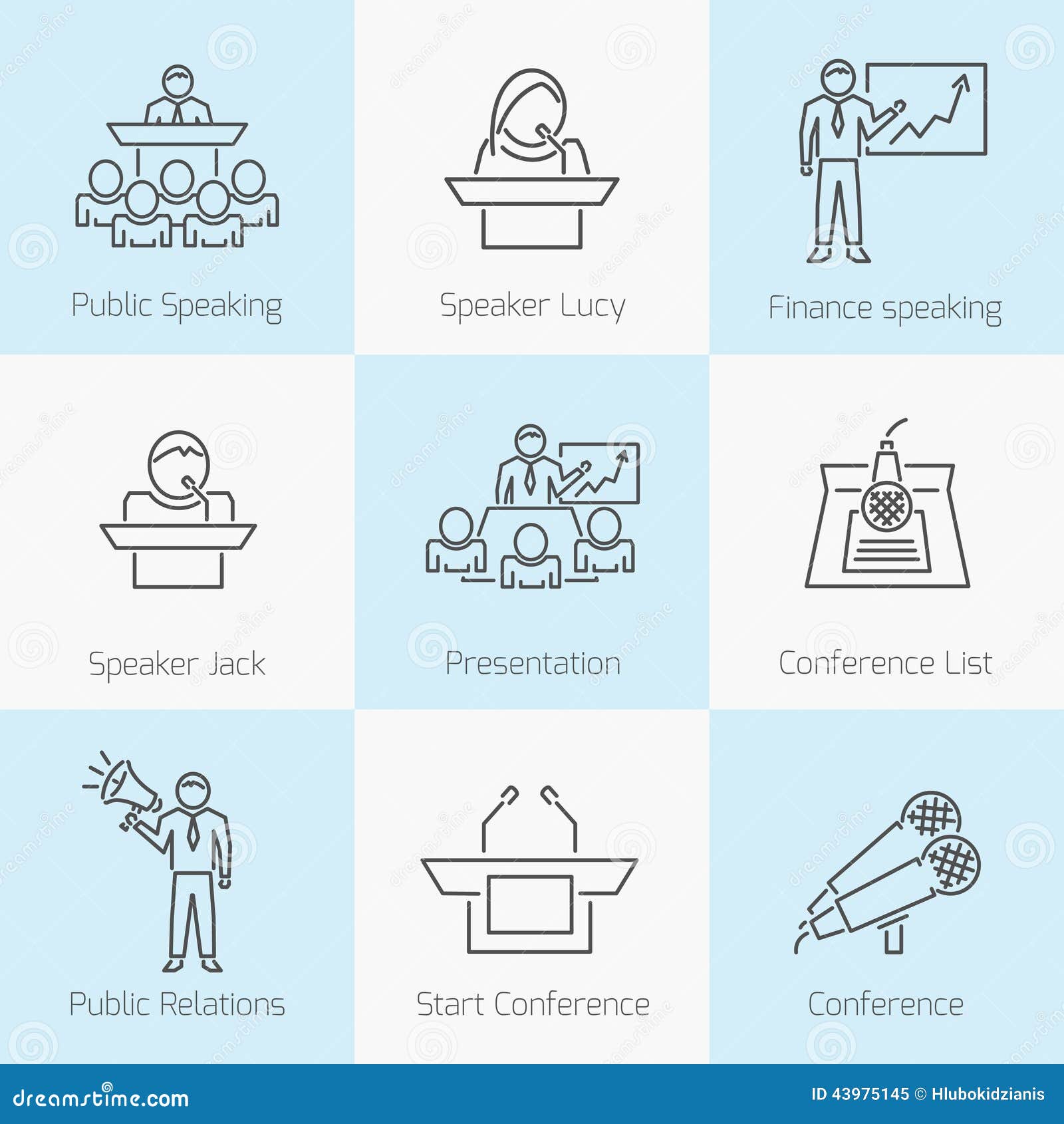 Ensemble D'icônes De Prise De Parole En Public Illustration de Vecteur ...