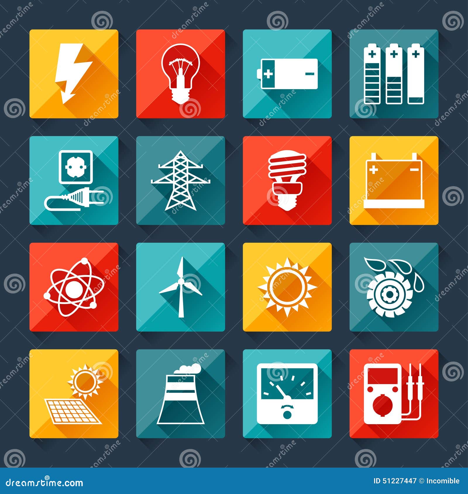 Ensemble D'icônes De Puissance D'industrie Dans Le Style Plat De ...