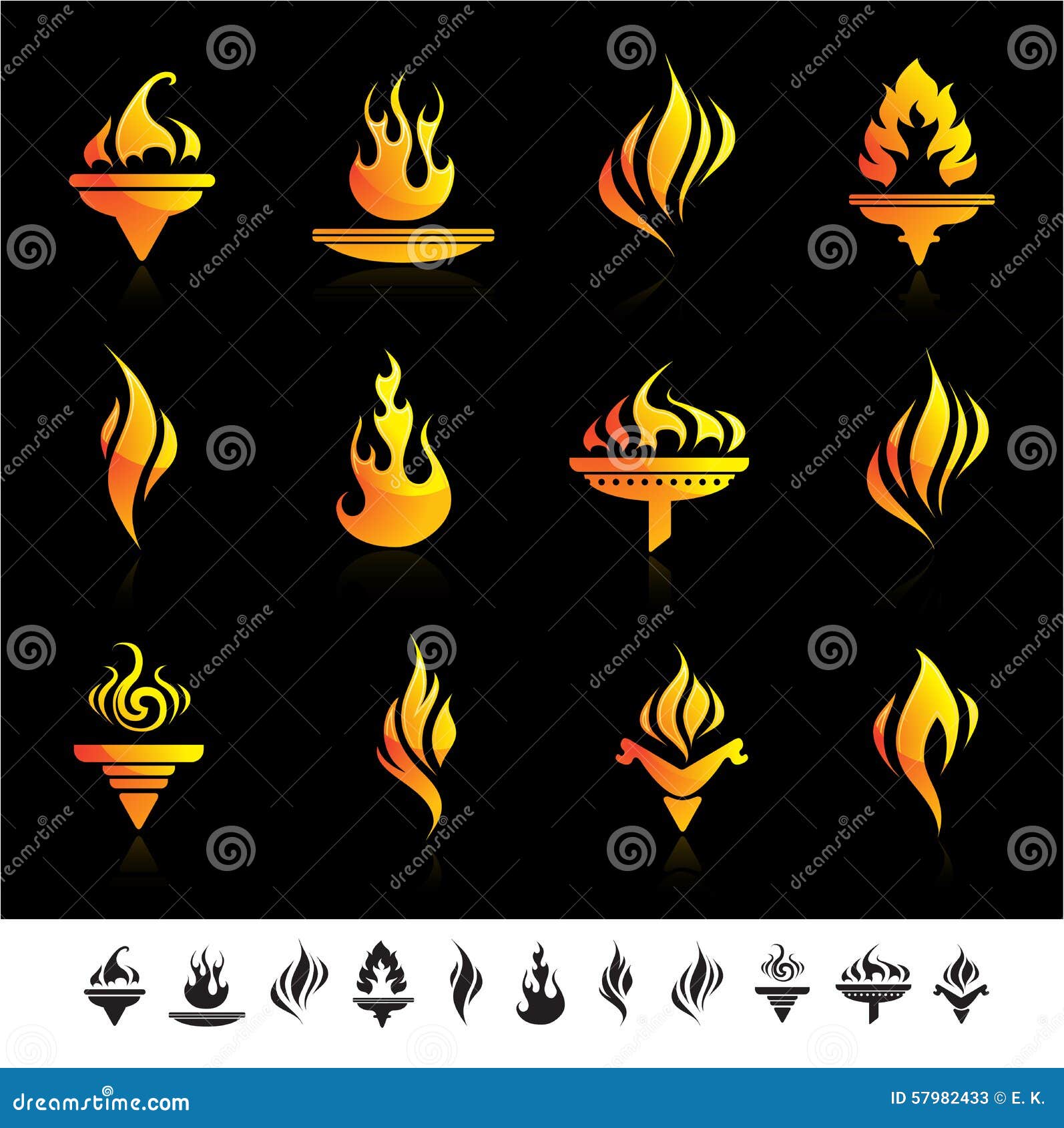 Ensemble D'icônes De Symbole De Feu Illustration de Vecteur ...