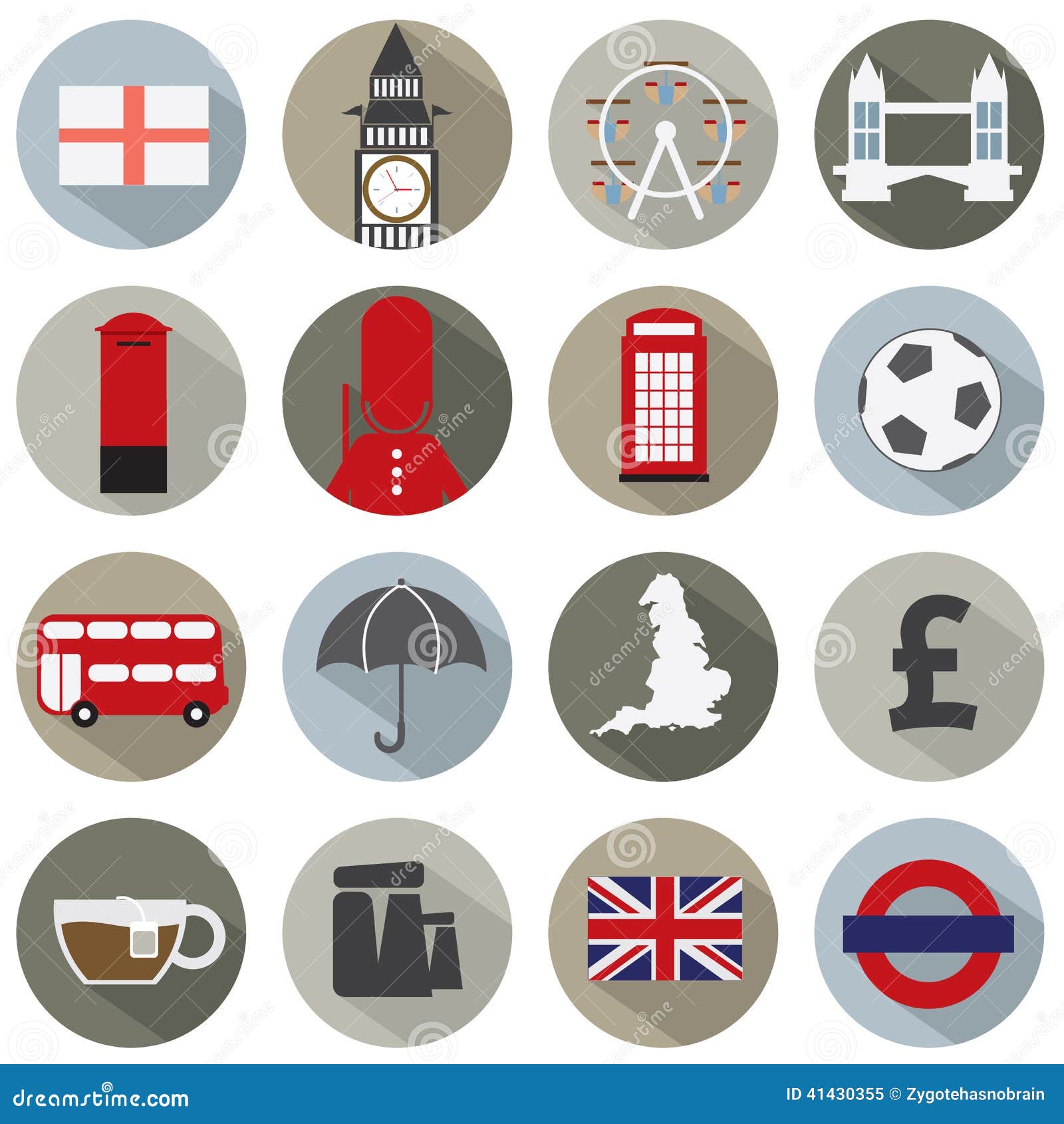 Ensemble D'icônes De Symbole De L'Angleterre Illustration de Vecteur ...