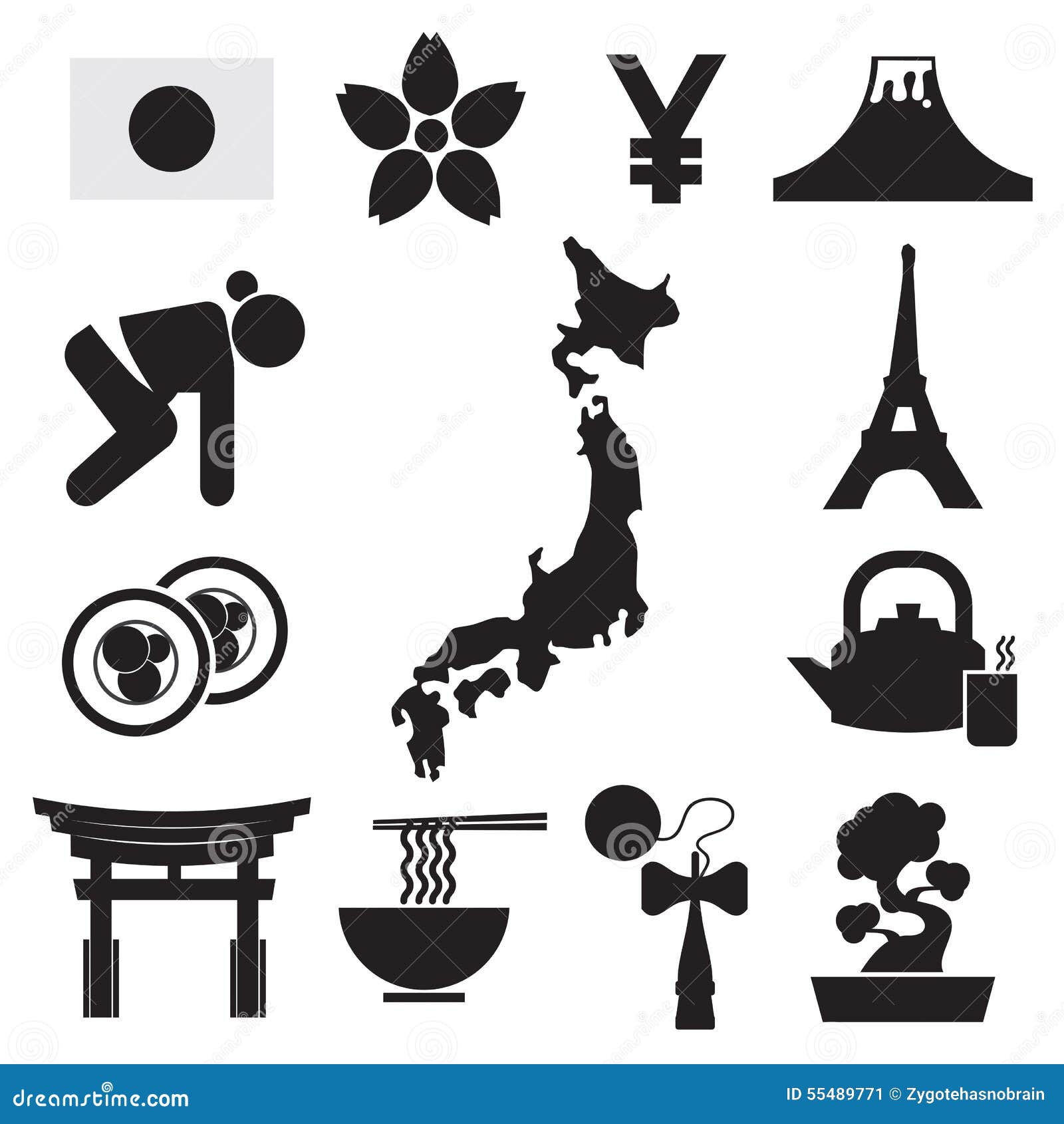 Ensemble D'icônes De Symbole Du Japon Illustration de Vecteur ...