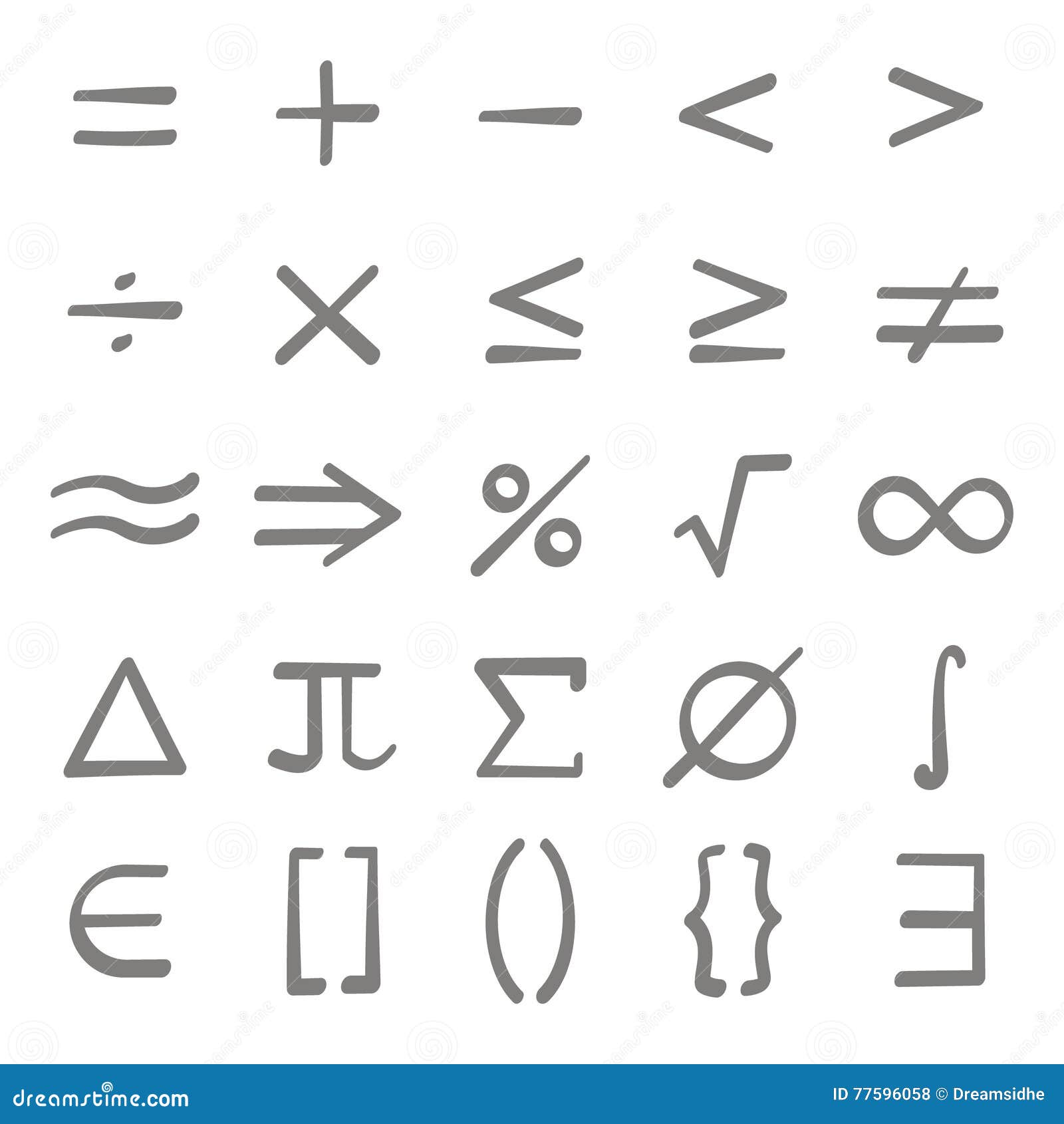 Ensemble D'icônes Monochromes Avec Des Symboles Mathématiques ...