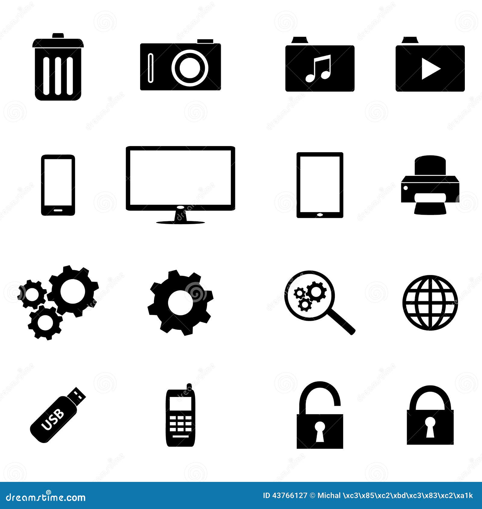 Ensemble D'icônes Plates - Affaires Et Technologie Illustration Stock ...