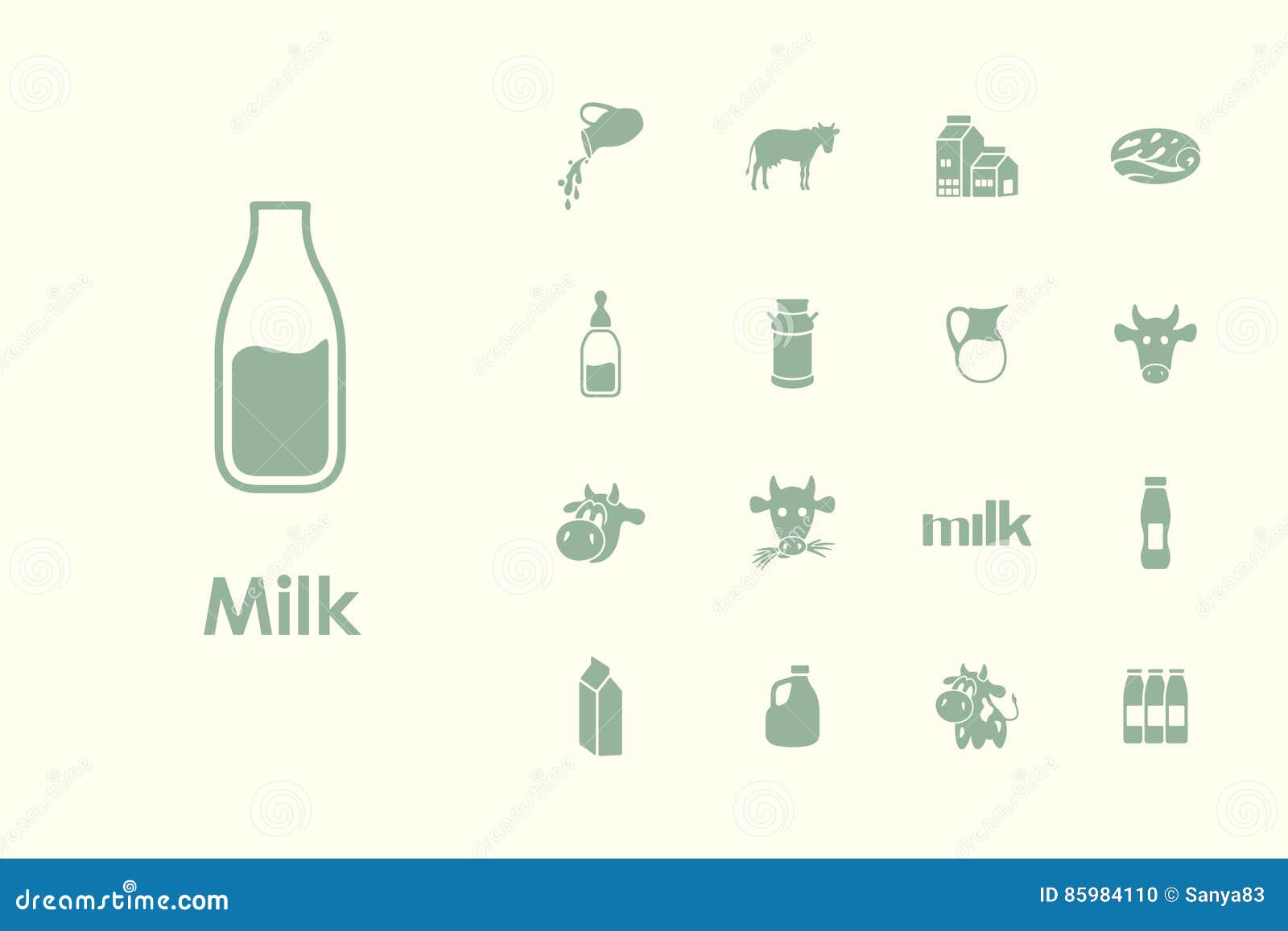 Ensemble D'icônes Simples De Lait Illustration de Vecteur ...