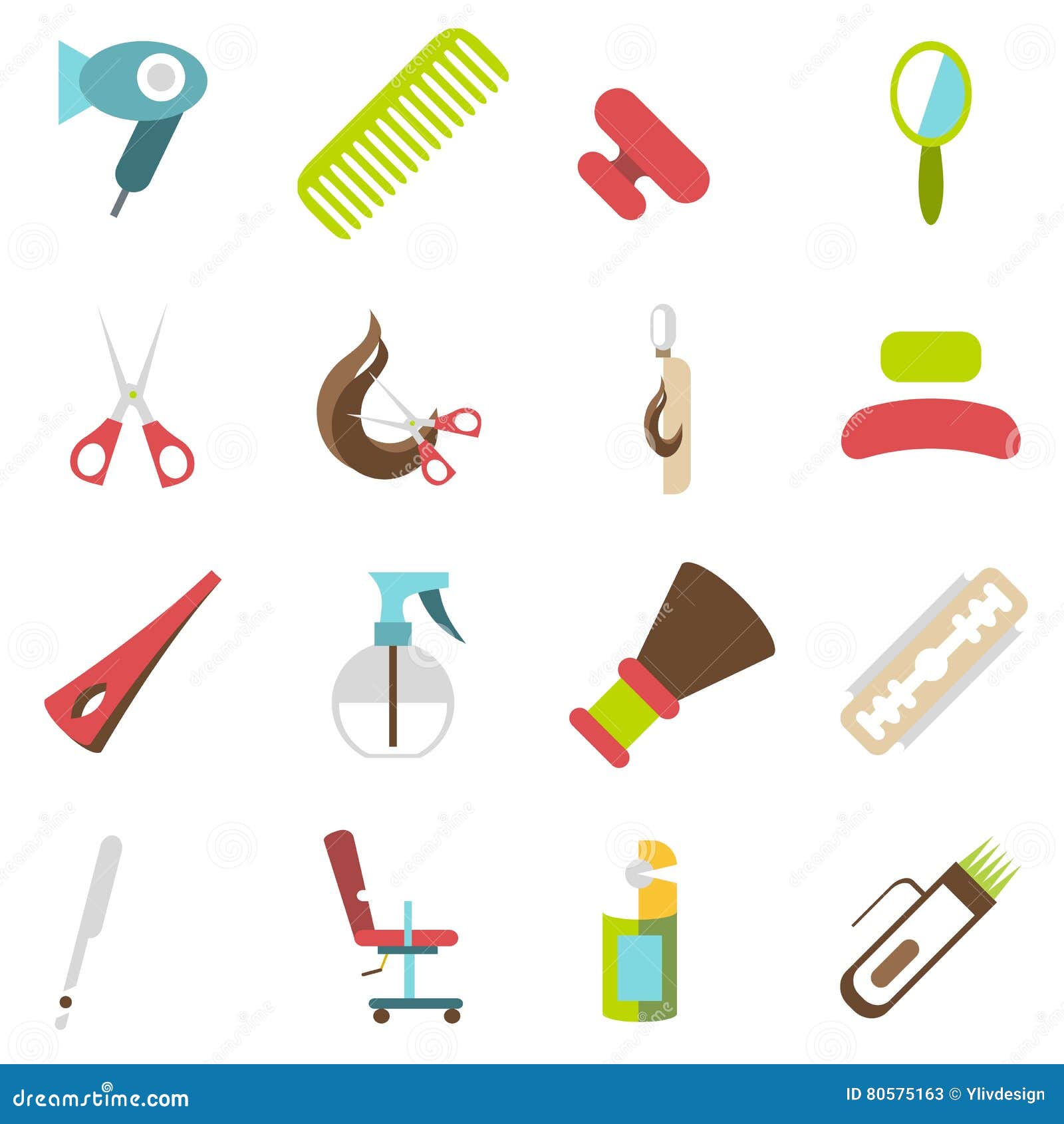 Ensemble D'Icons De Coiffeur, Style De Bande Dessinée Illustration de ...