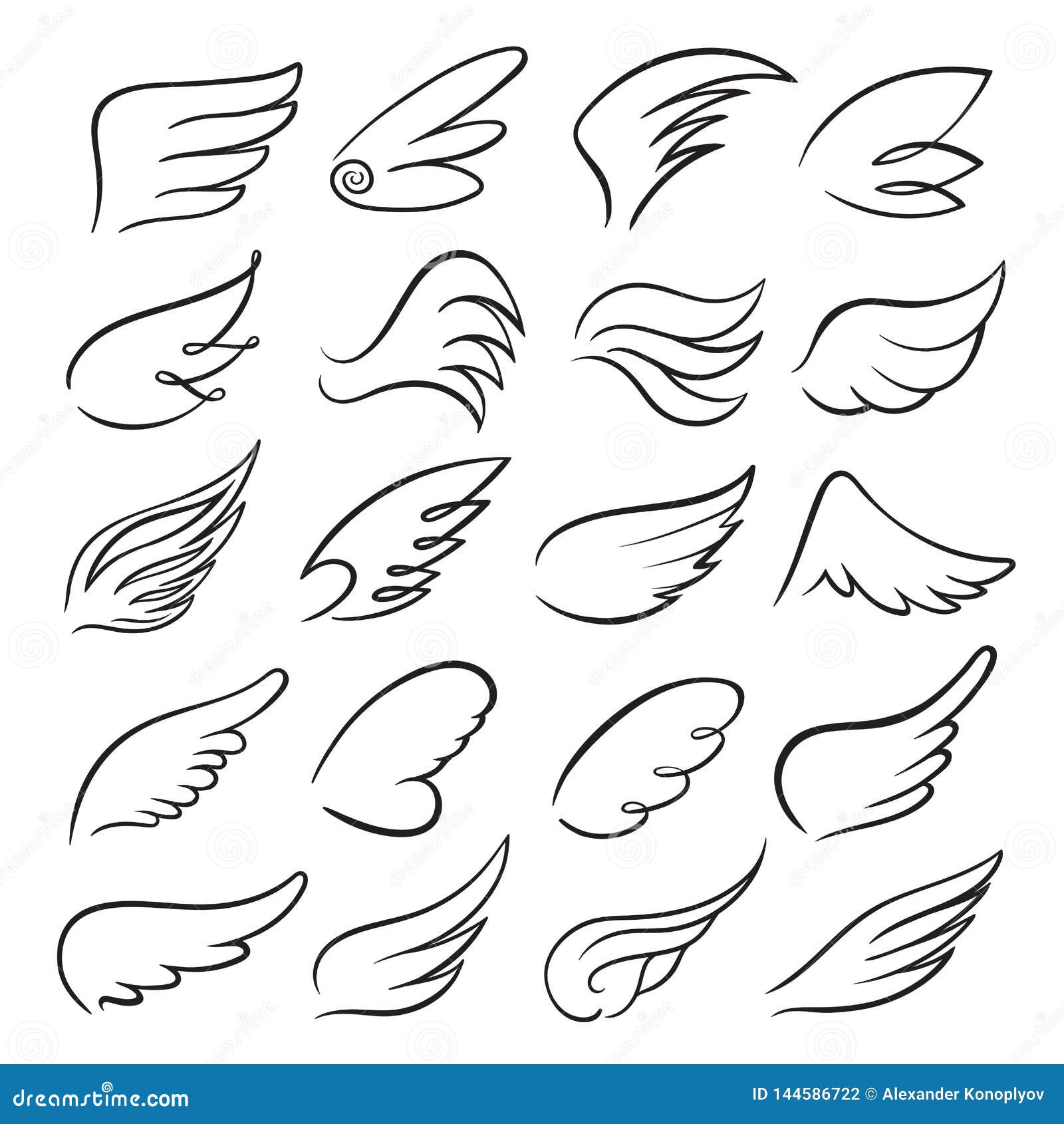 Ensemble D'icône D'ailes, Dessin D'oiseau Dans Le Mouvement ... Ensemble D'icône D'ailes, Dessin D'oiseau Dans Le Mouvement ...