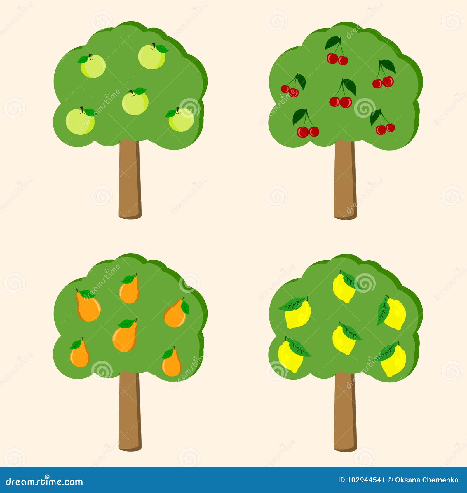 Ensemble D'illustration D'arbres Fruitiers Illustration de Vecteur ...