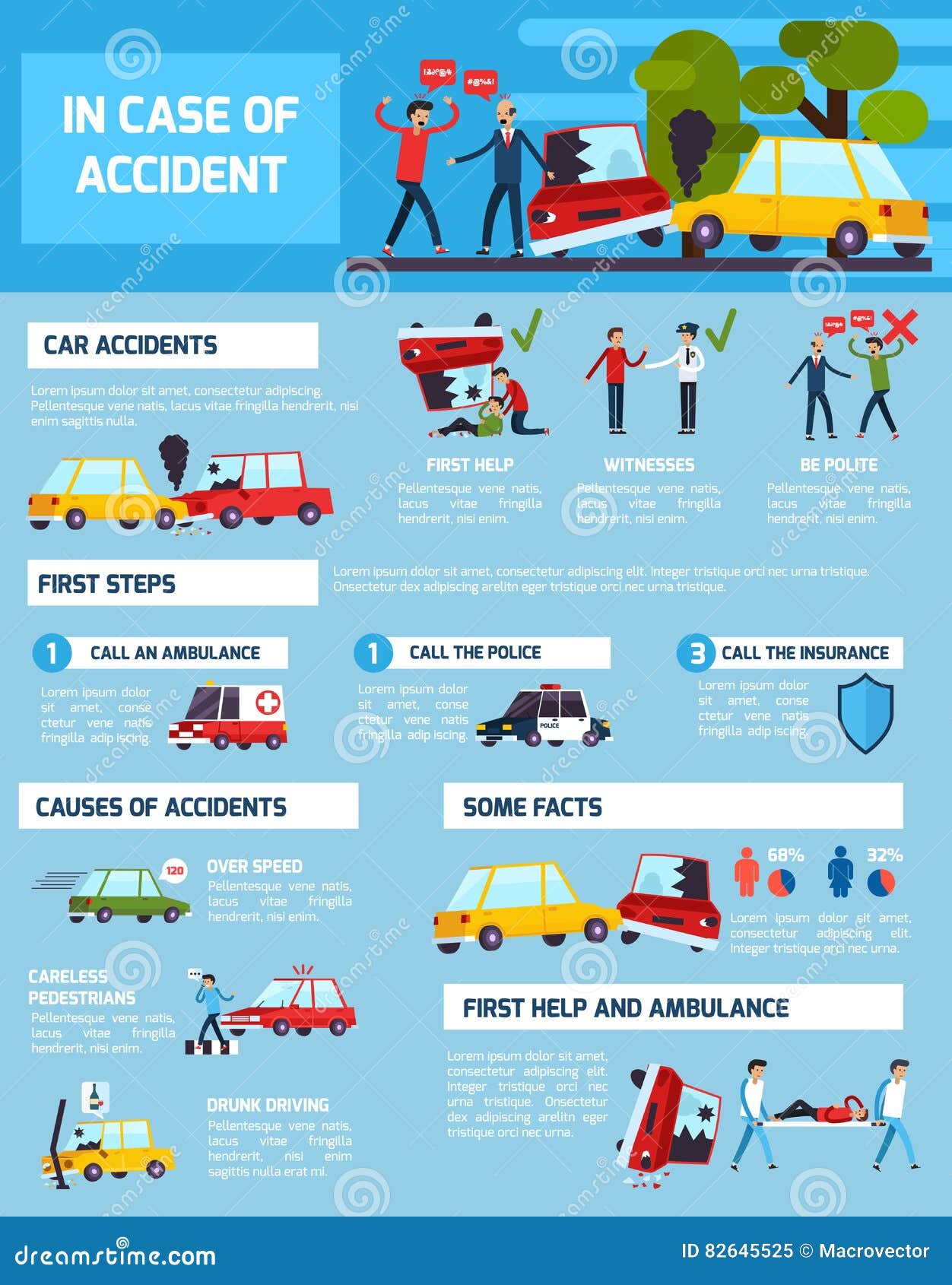 Ensemble D'Infographic D'accidents De La Route Illustration de Vecteur ...
