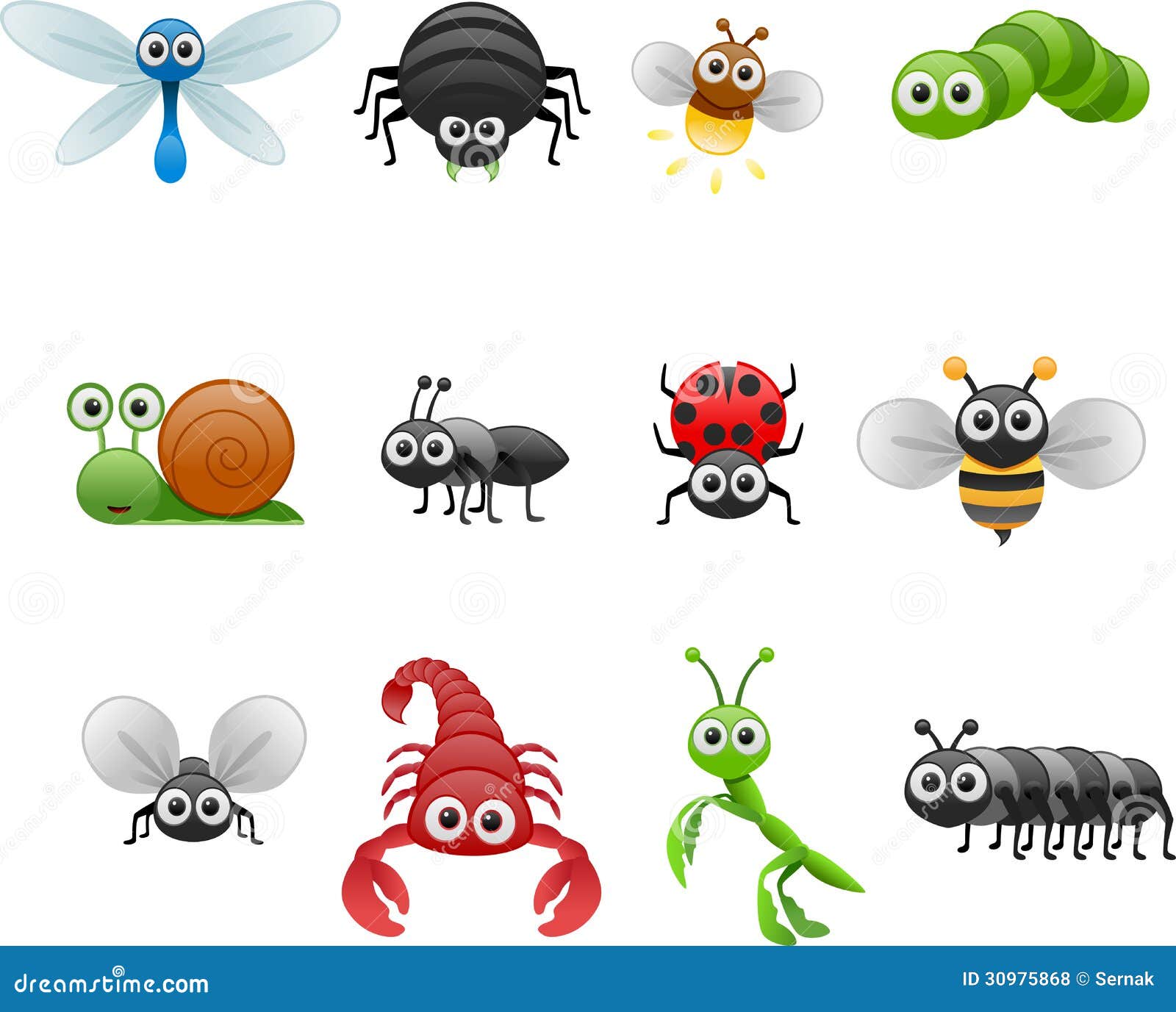 Ensemble D'insecte De Bande Dessinée Illustration de Vecteur ...