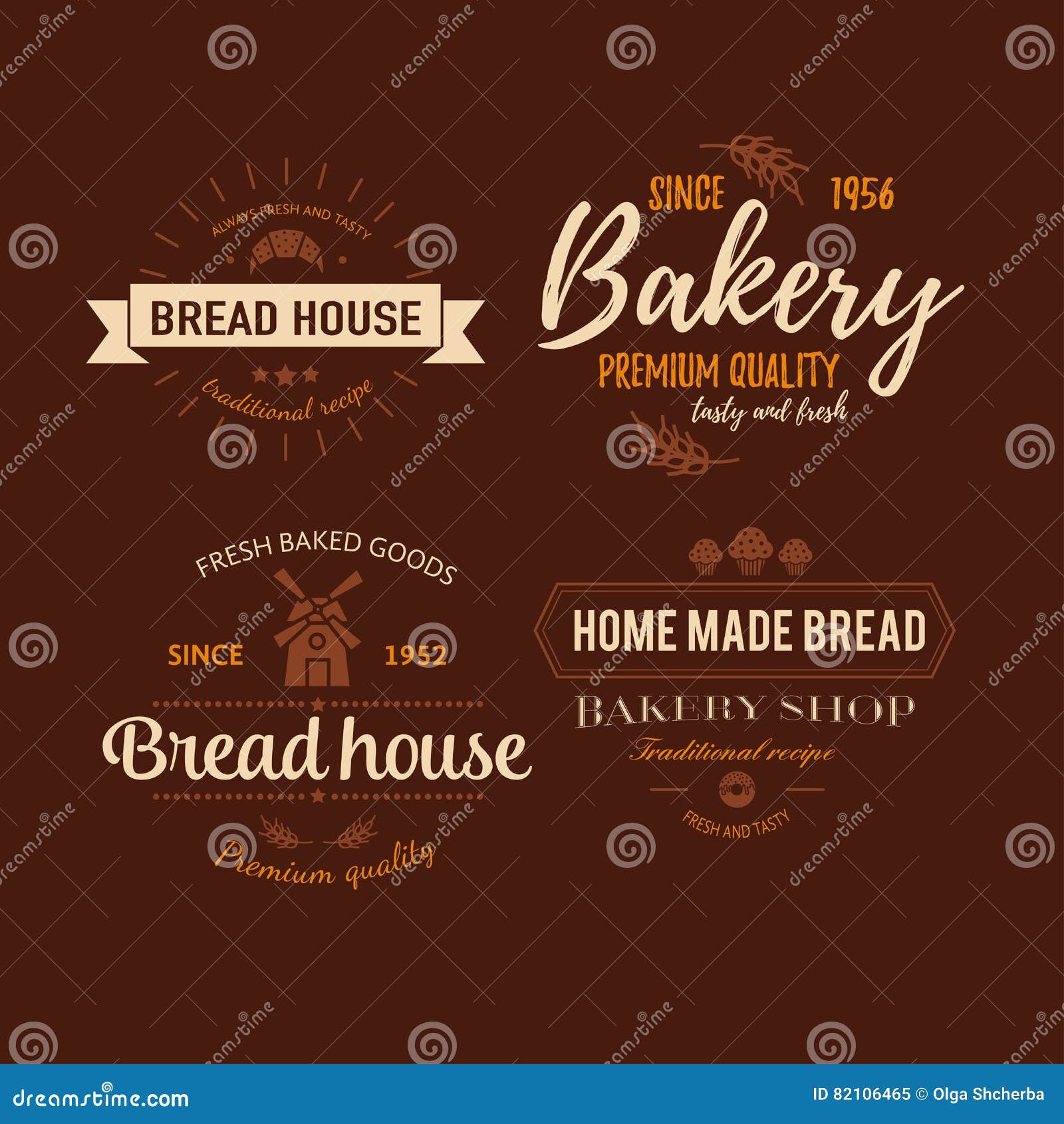 Ensemble D'insignes De Boulangerie Illustration de Vecteur ...