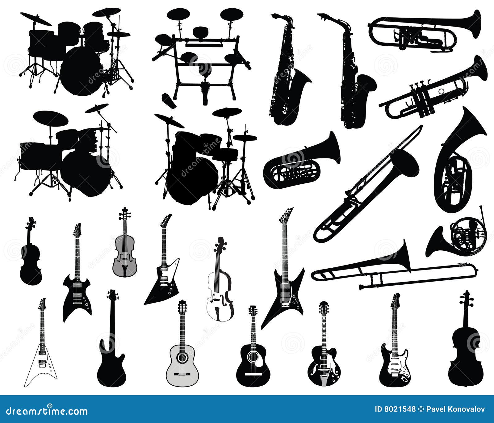 Ensemble D'instruments Musicaux Illustration de Vecteur - Illustration ...