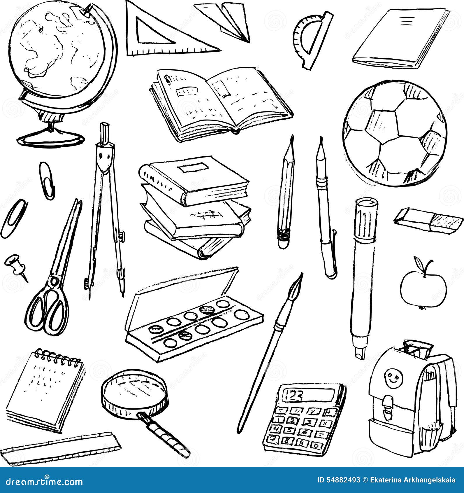 Ensemble D'objets D'école Illustration de Vecteur - Image: 54882493