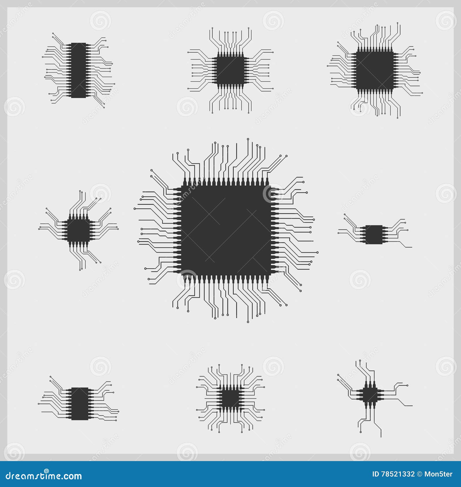 Ensemble D'ordinateur Chips Icons Illustration de Vecteur ...
