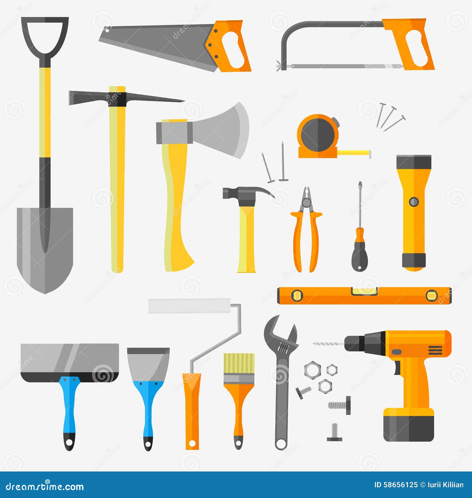Ensemble D'outils De Construction Sur Le Fond Blanc Illustration de ...
