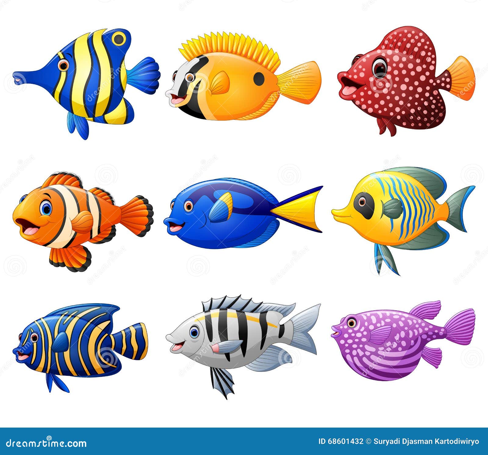 Ensemble De Bande Dessinée De Poissons Illustration de Vecteur ...