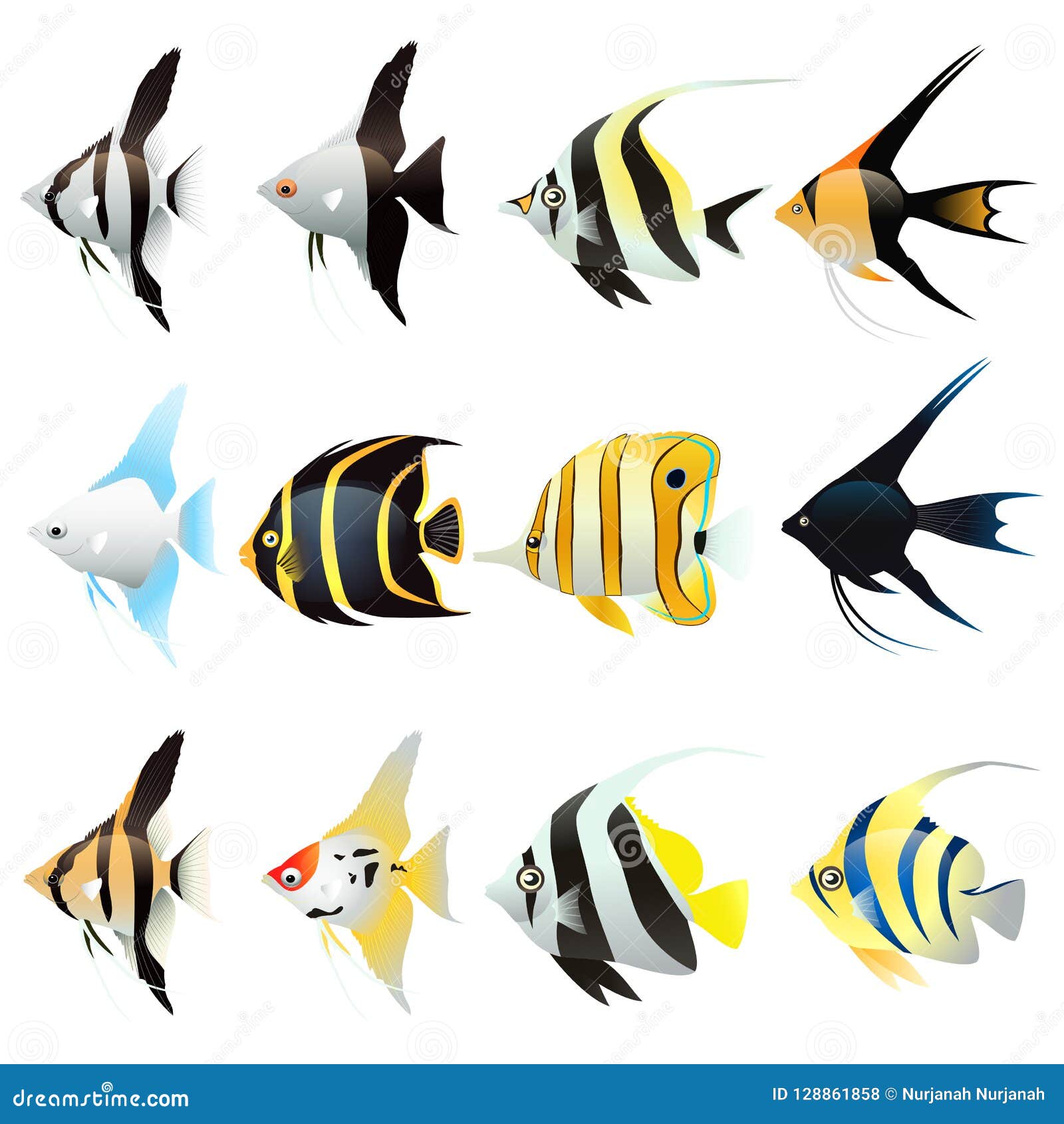 Ensemble De Bande Dessinée De Poissons D'ange Illustration de Vecteur ...