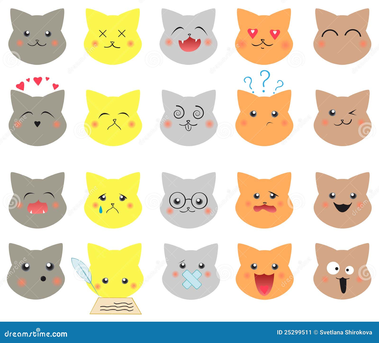 Ensemble De Chat D'émotions Illustration de Vecteur - Illustration du ...