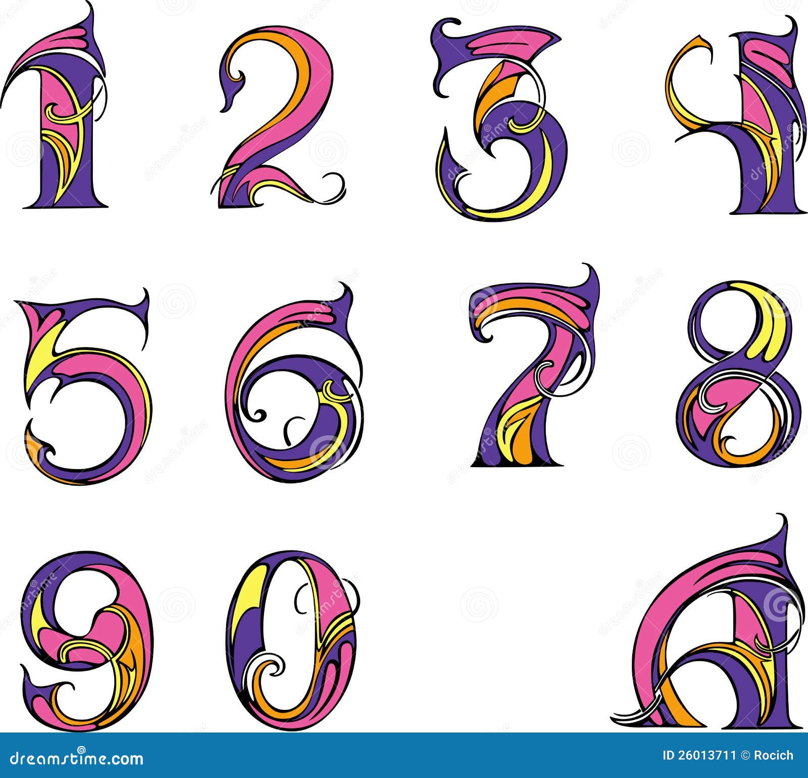 Ensemble de chiffres illustration de vecteur. Illustration du neuf ...
