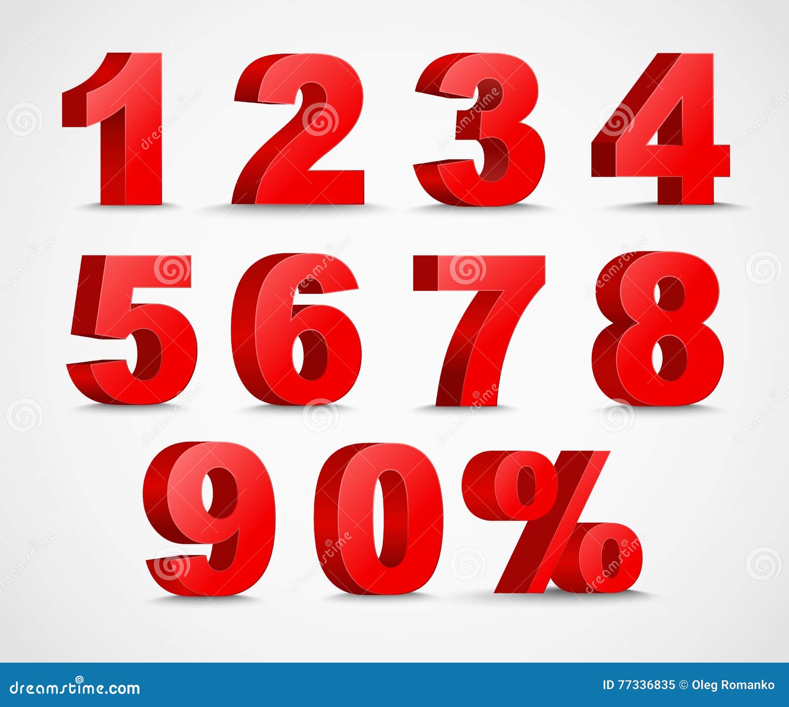 Ensemble De Chiffres Et De Pour Cent De La Couleur 3D Illustration de ...