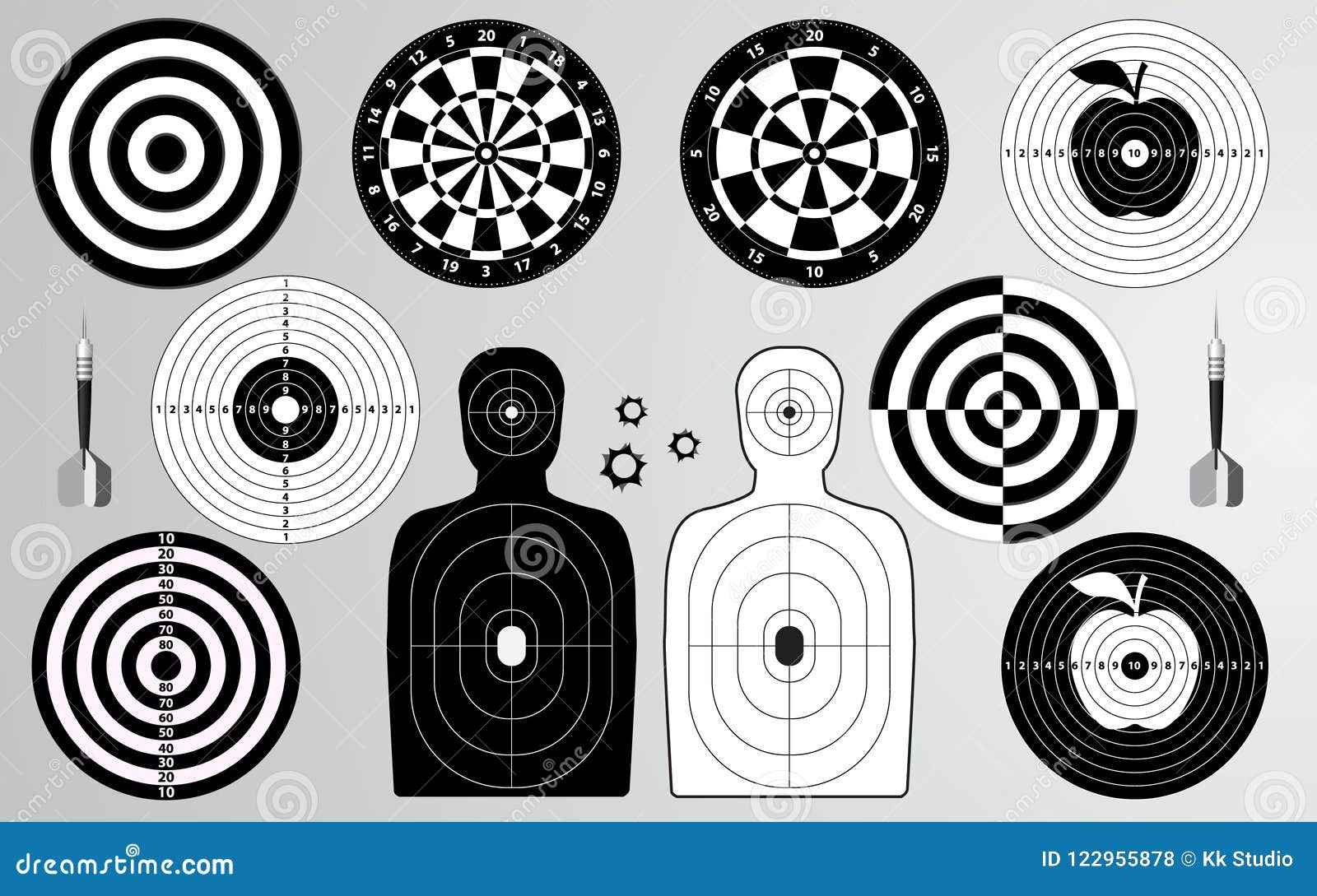 Ensemble De Cible, Champ De Tir, Panneau De Dard Illustration de ...