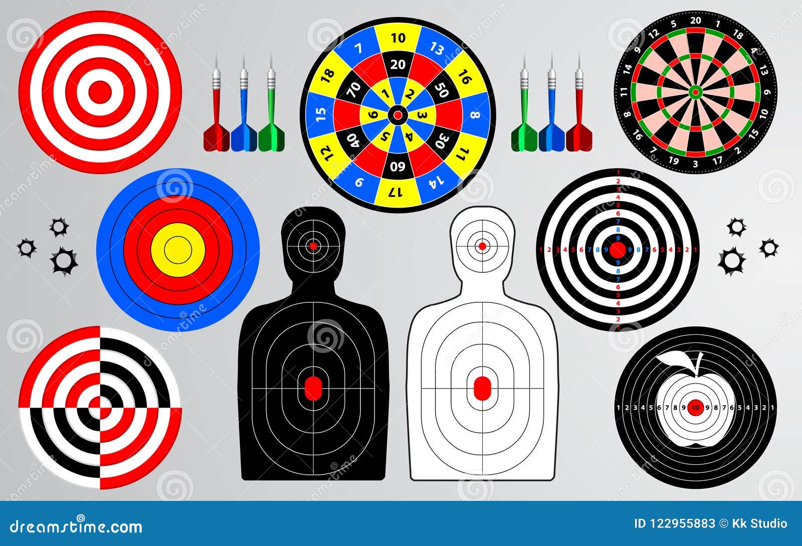 Ensemble De Cible, Champ De Tir, Panneau De Dard Illustration de ...