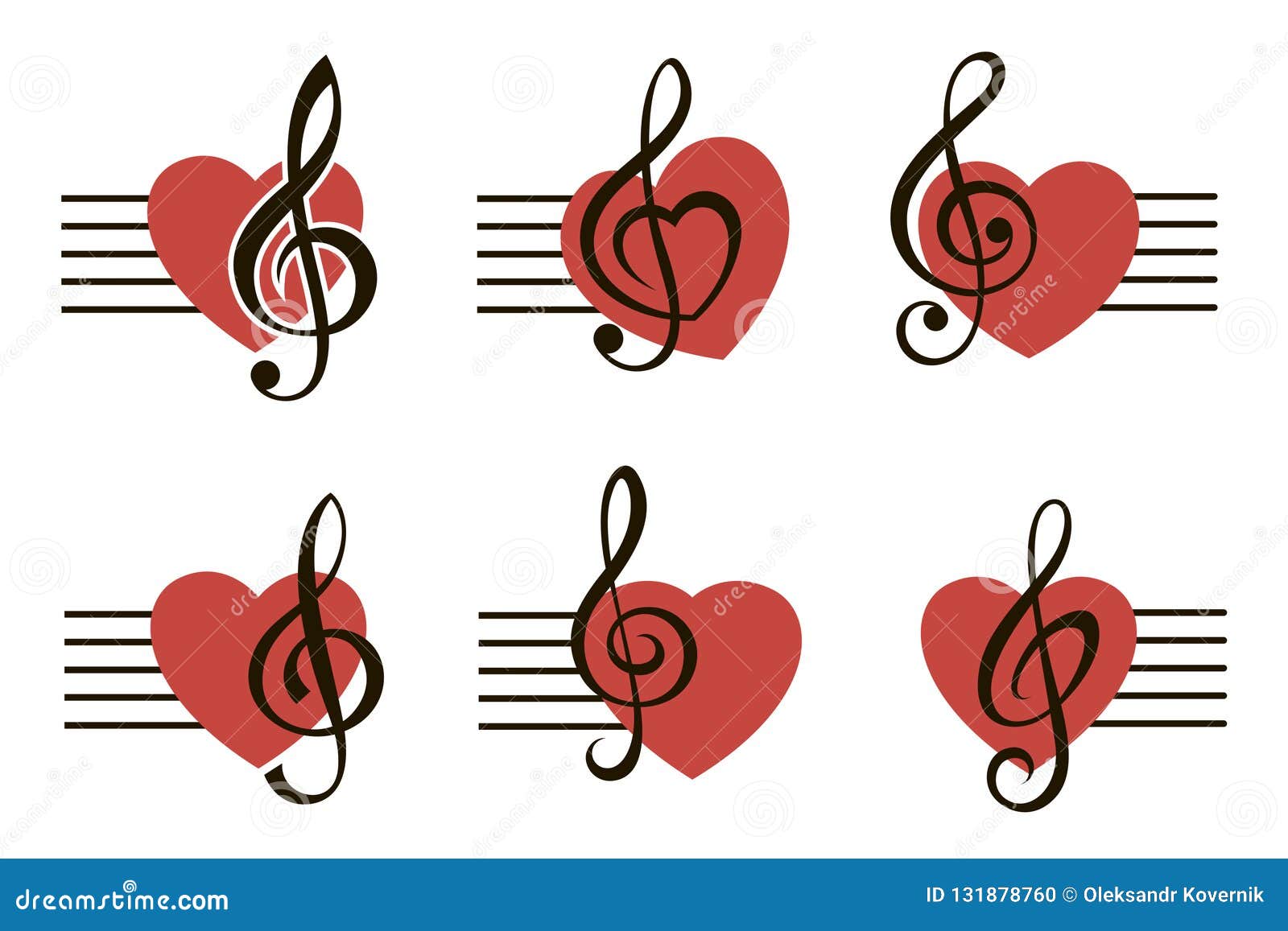 Ensemble De Clef Triple Avec Le Coeur Illustration de Vecteur ...