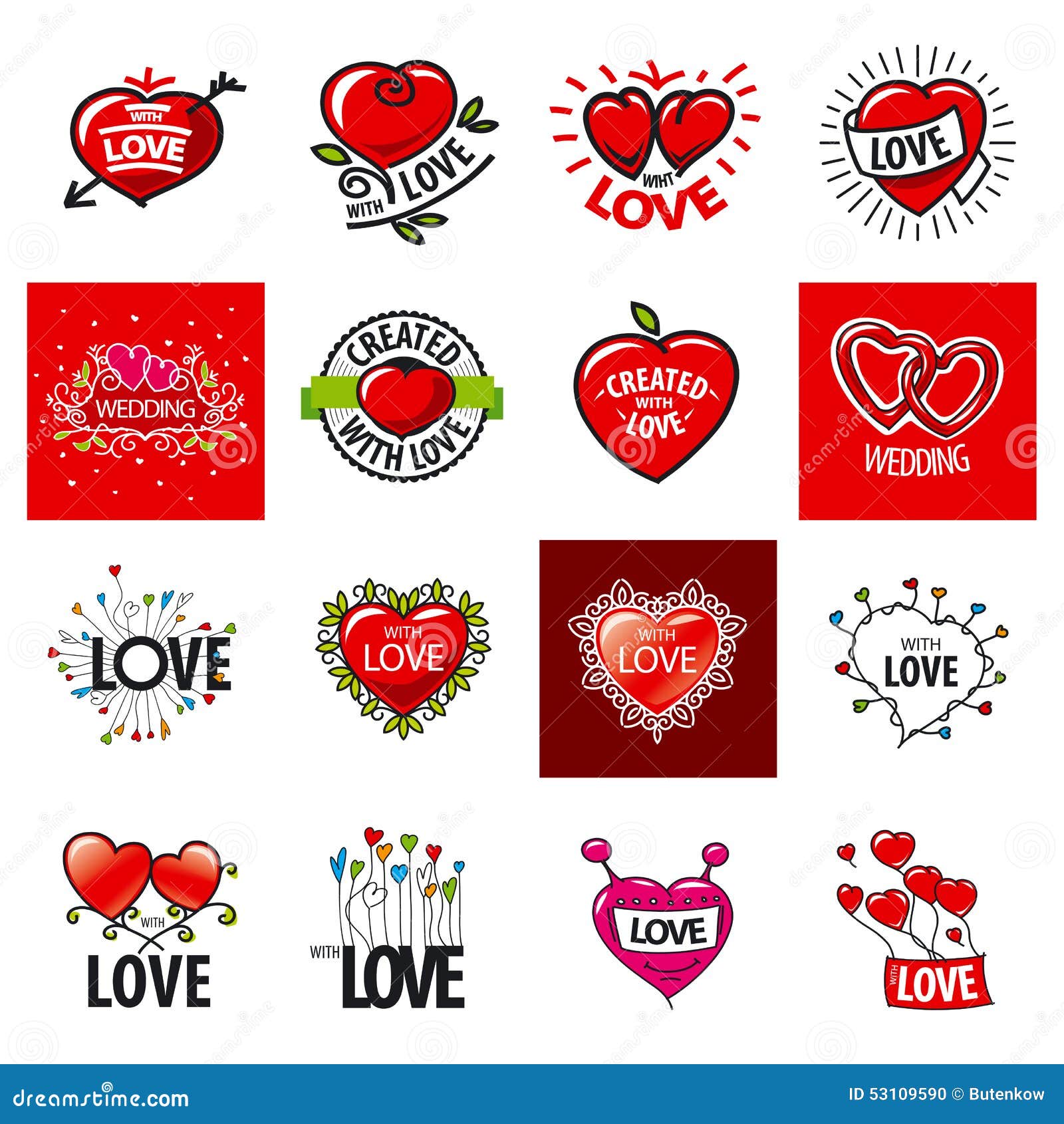 Ensemble De Coeur De Logos De Vecteur Illustration de Vecteur ...