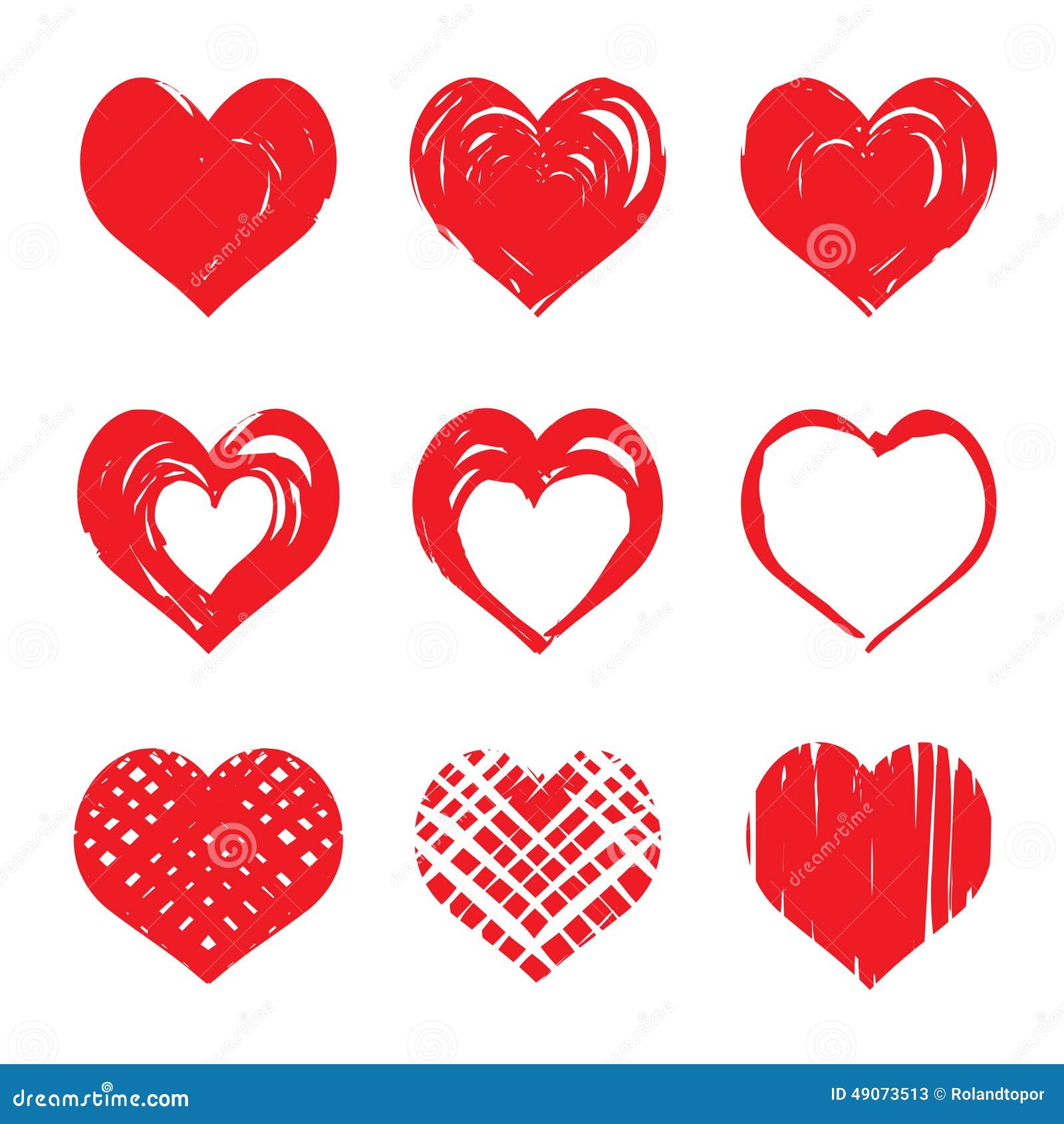 Ensemble De Coeurs Rouges De Dessin Illustration Stock - Illustration ...