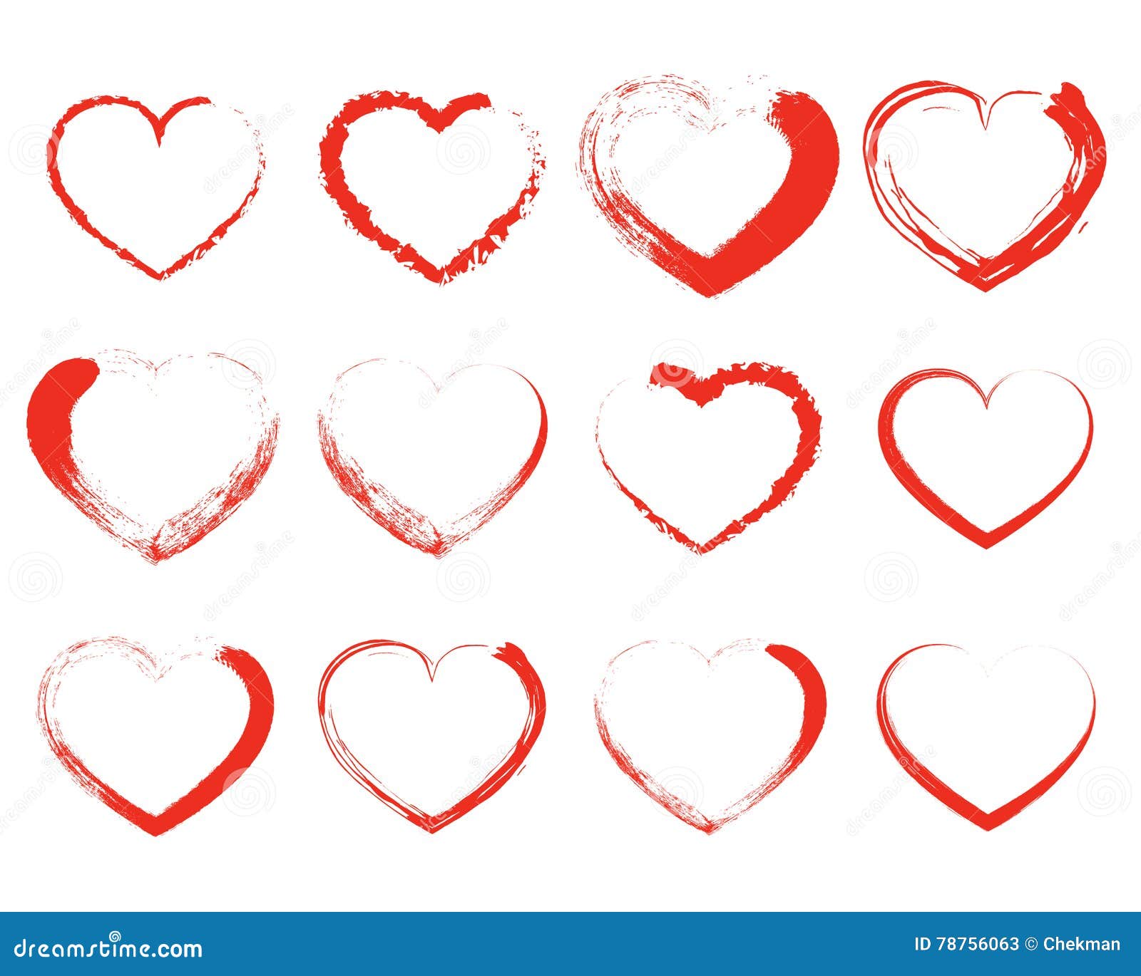 Ensemble De Coeurs Rouges De Dessin Illustration De Vecteur ...