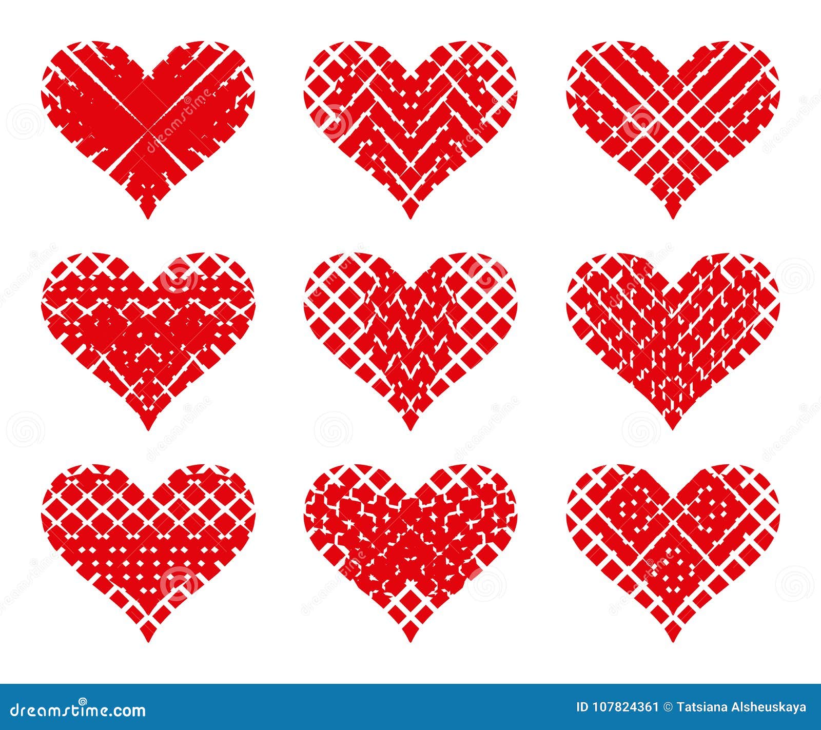 Ensemble De Coeurs Rouges De Vecteur Illustration De Vecteur ...