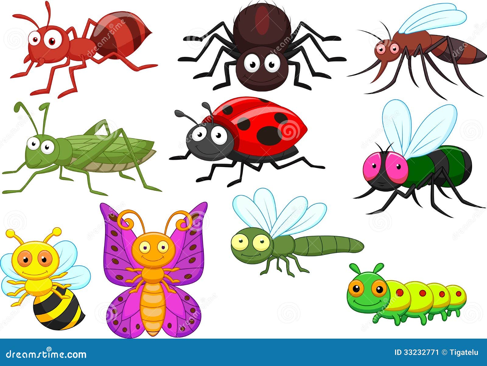 Ensemble De Collection De Bande Dessinée D'insecte Illustration de ...