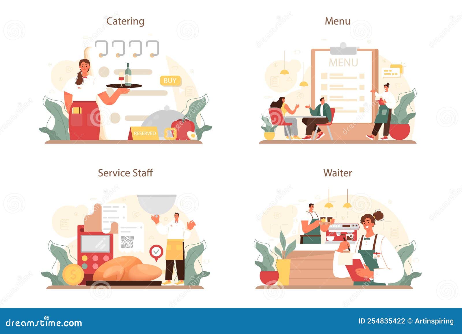 Ensemble De Concept Serveur. Service De Restauration Uniforme ...