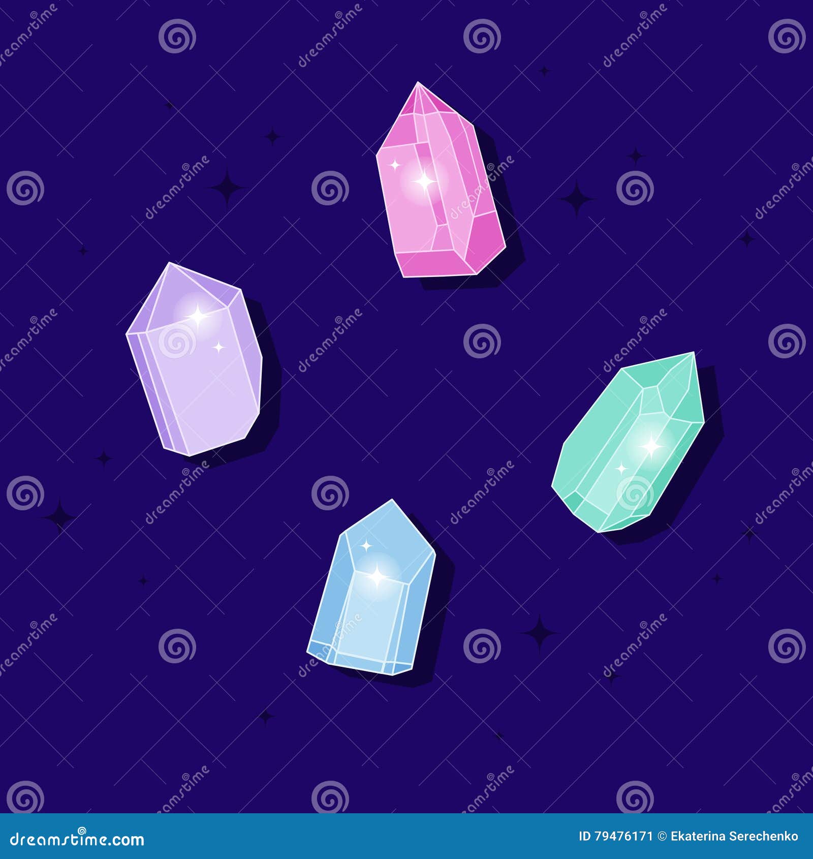 Ensemble De Cristaux Magiques Gemmes Brillantes Polygonales ...