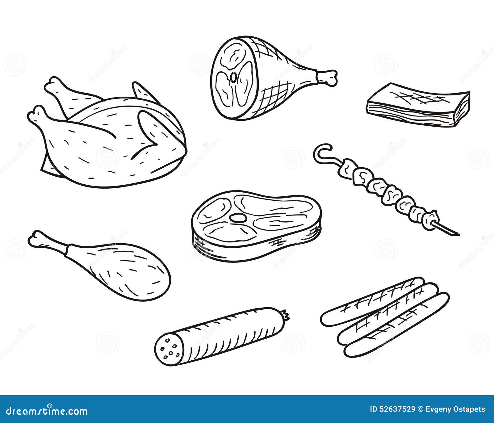 Ensemble De Croquis De Viande Illustration de Vecteur - Illustration du ...