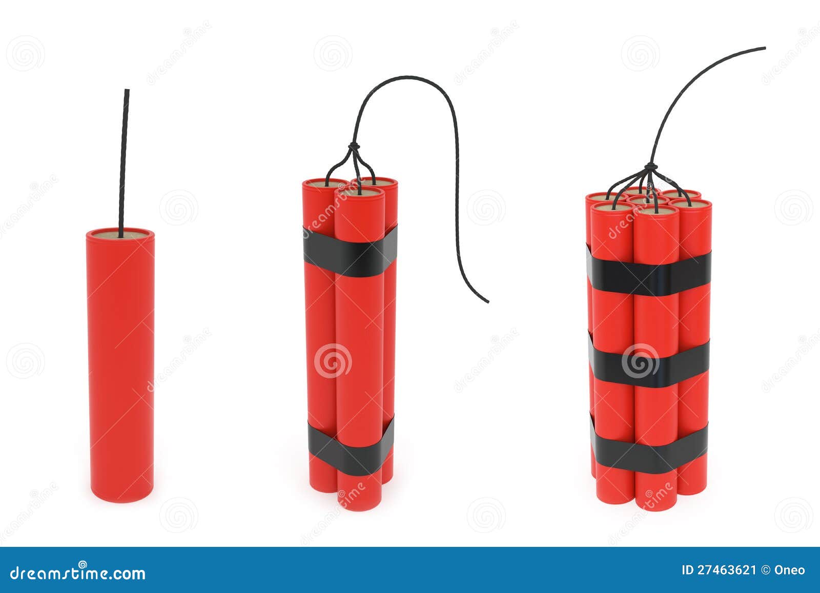 Ensemble De Différentes Dynamites Avec La Mèche Illustration Stock ...