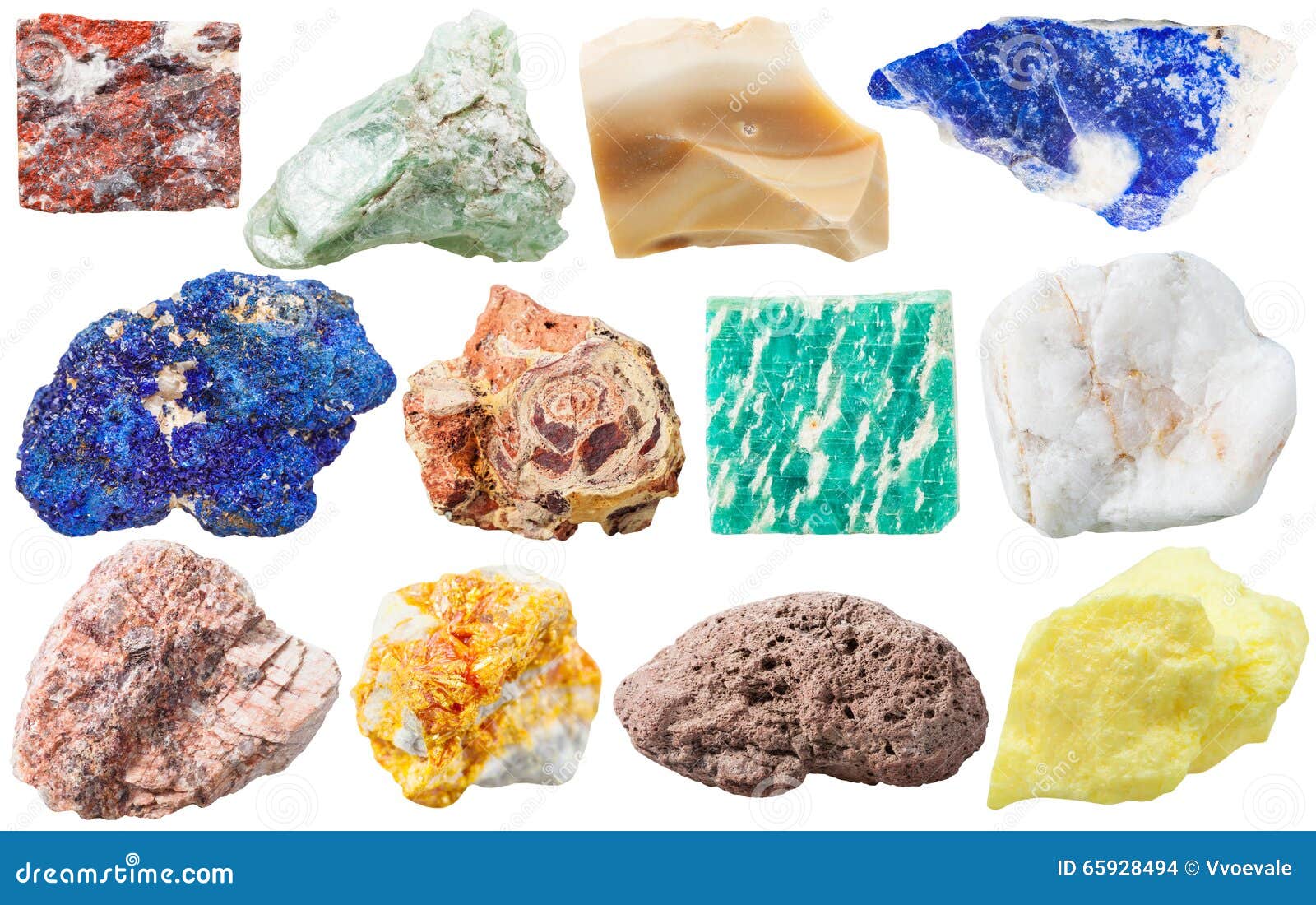 Ensemble De Différentes Roches Et Pierres Minérales Photo stock - Image ...